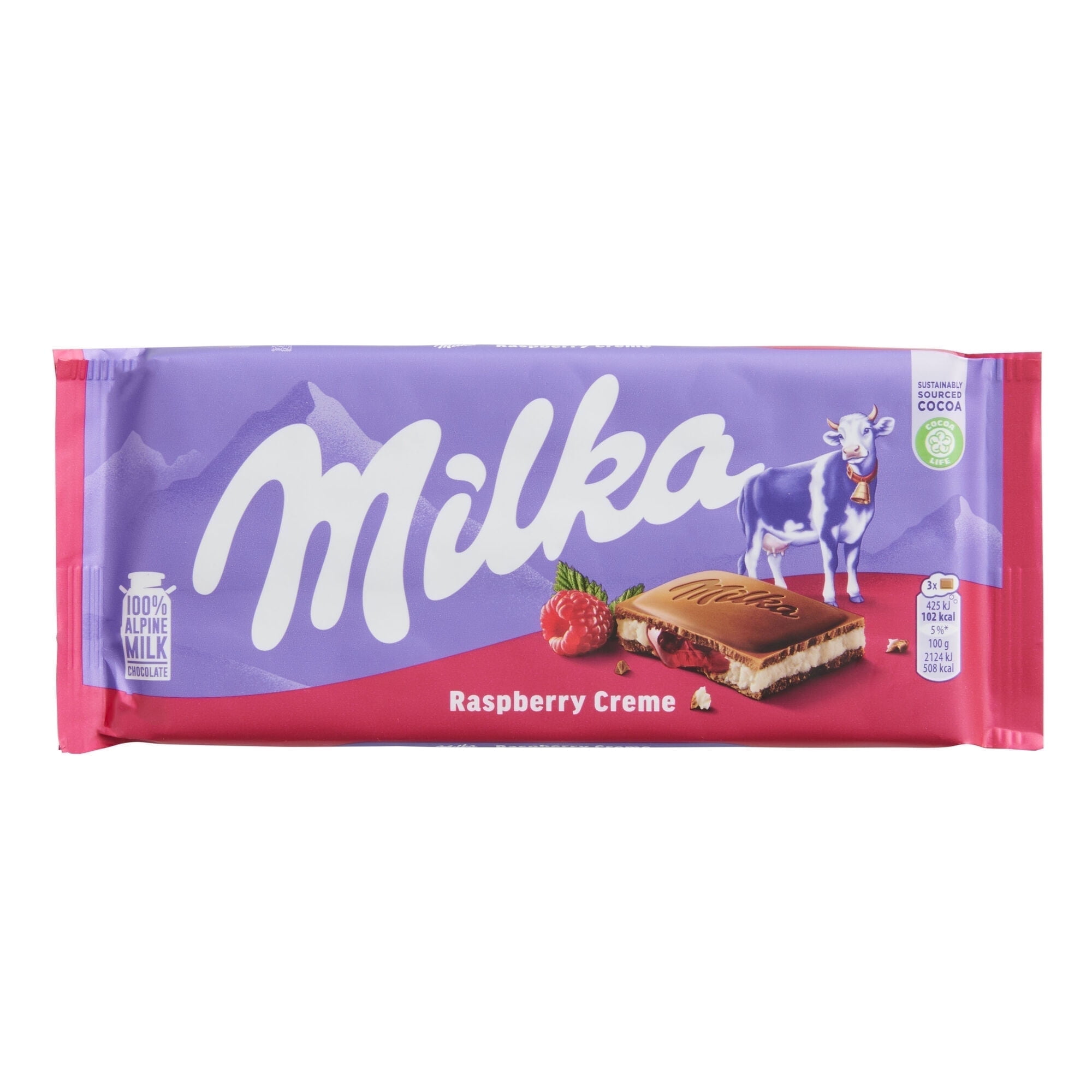Milka Raspberry Creme Milk Chocolate Bar 3.5 oz. 2 each Pack of 3 ...