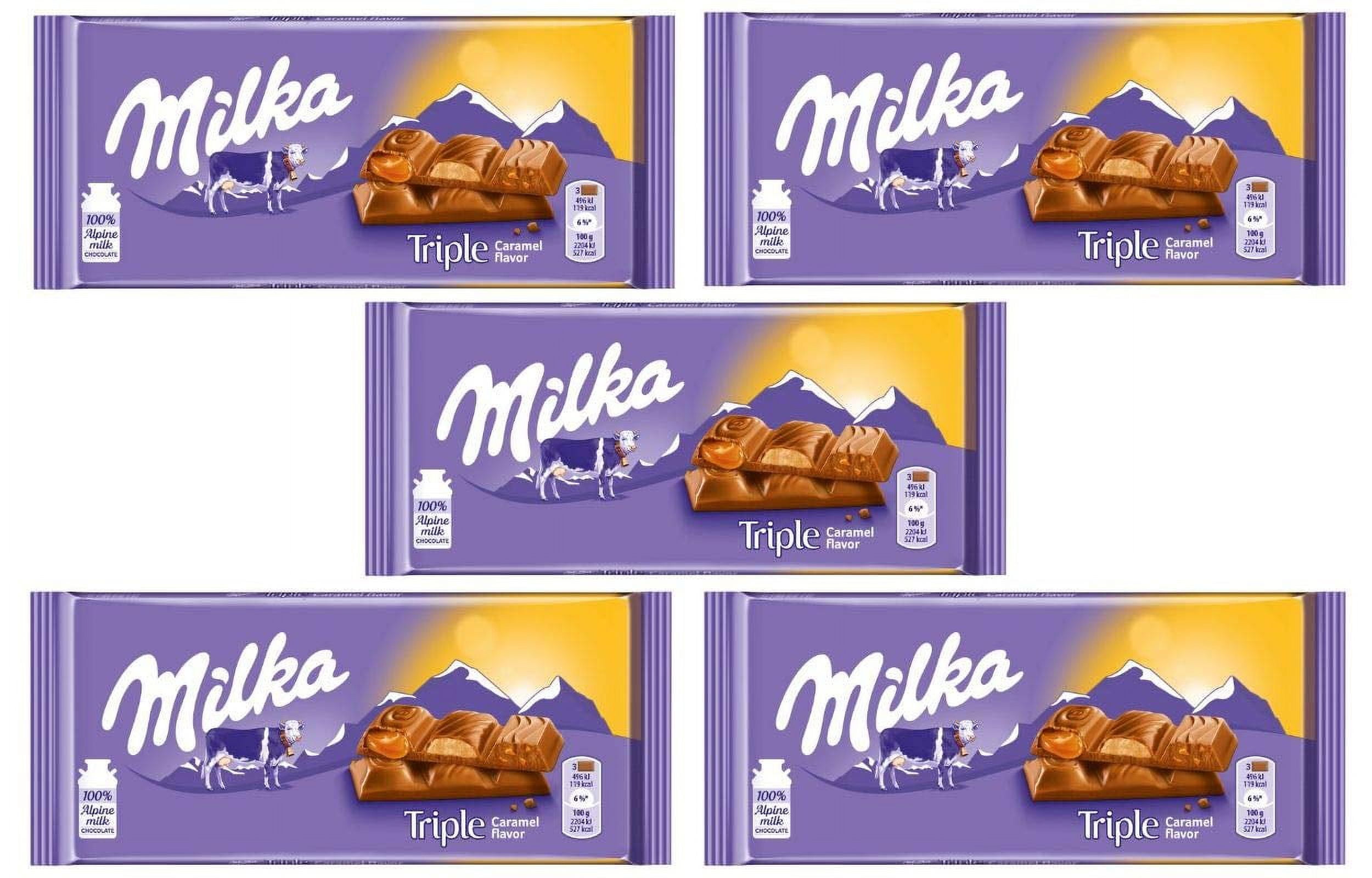 Milka Triple Caramel Filling Milk Chocolate, 90g (PACK OF 5) - Walmart.com