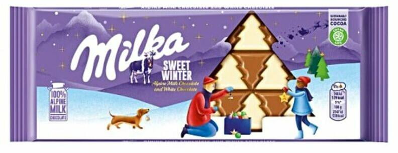 Milka chocolate bar SWEET WINTER milk & white chocolate 100g/3.5 oz ...