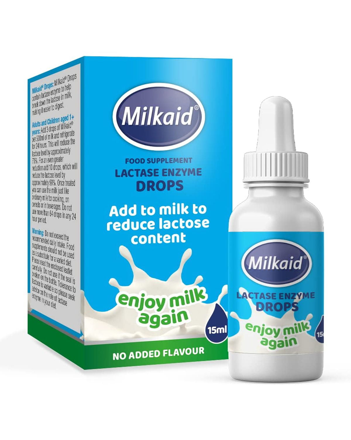 Milkaid Lactase Enzyme Drops for Lactose Intolerance | Prevents Gas ...