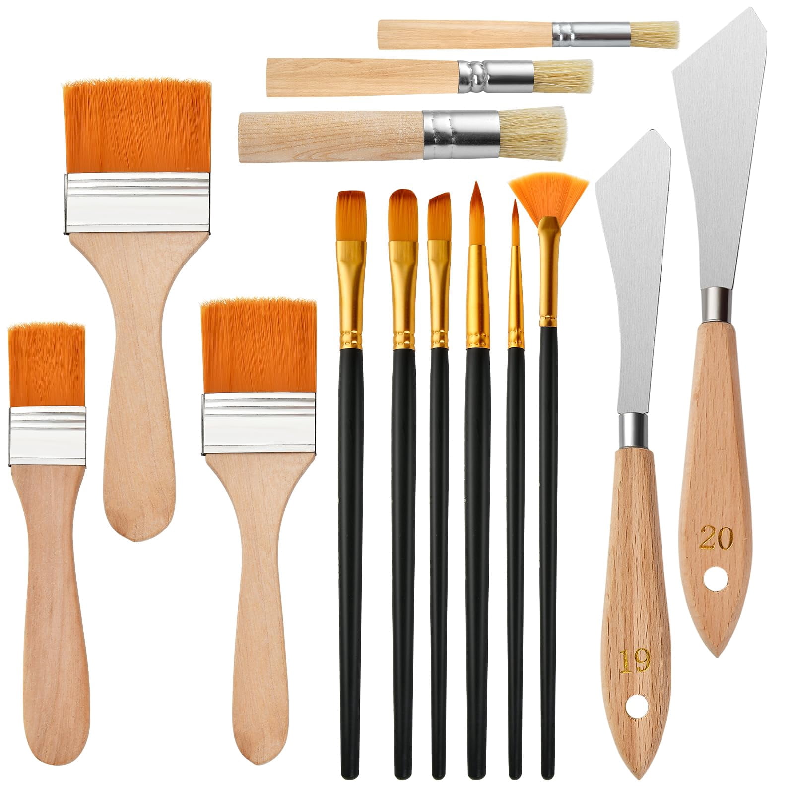 Milkary 14Pcs Oil Paint Brushes Sets, AIS1 Including Landscape Nylon ...