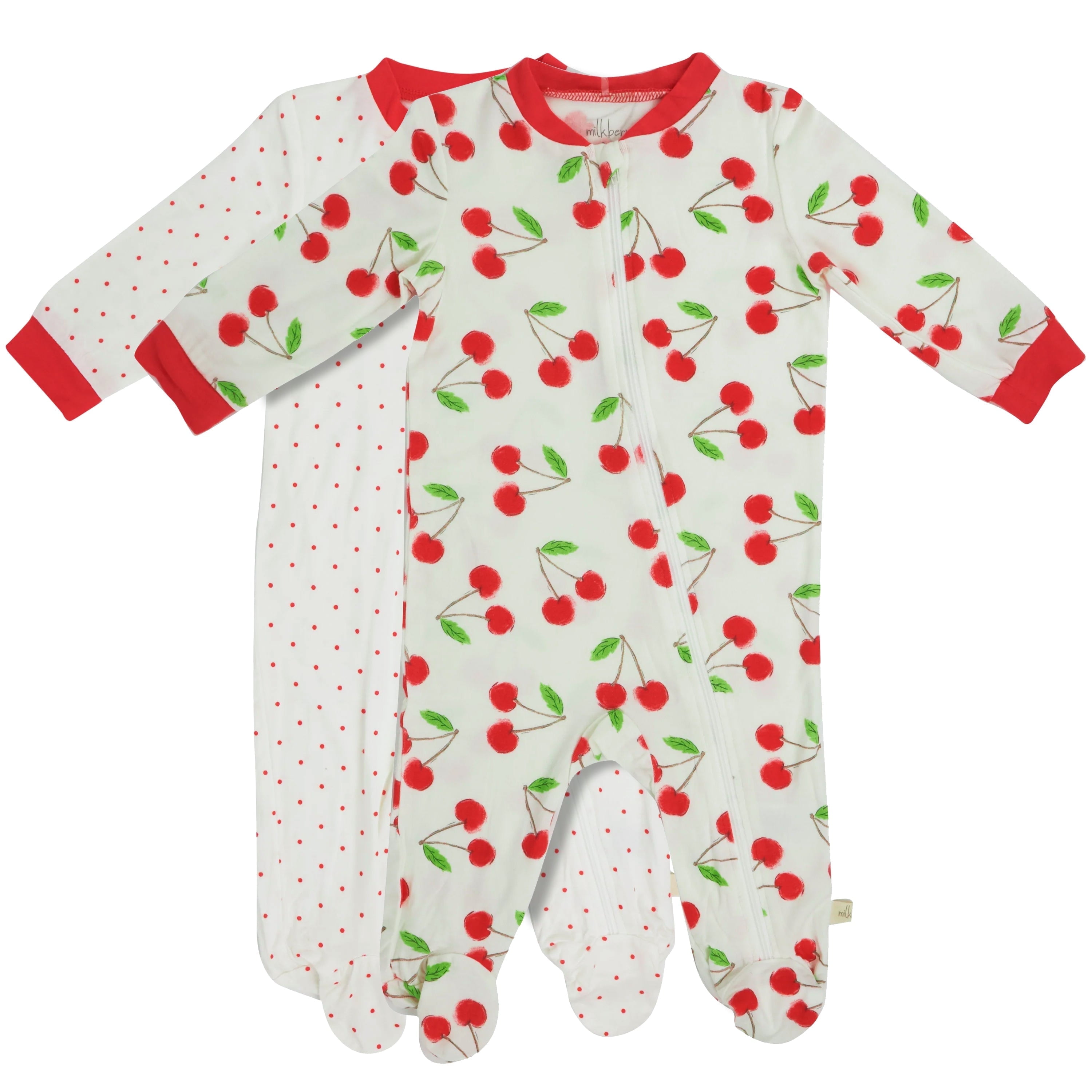 Milkberry Bamboo Baby Sleepwear Onesie Footed Coverall for Girls Cherry ...