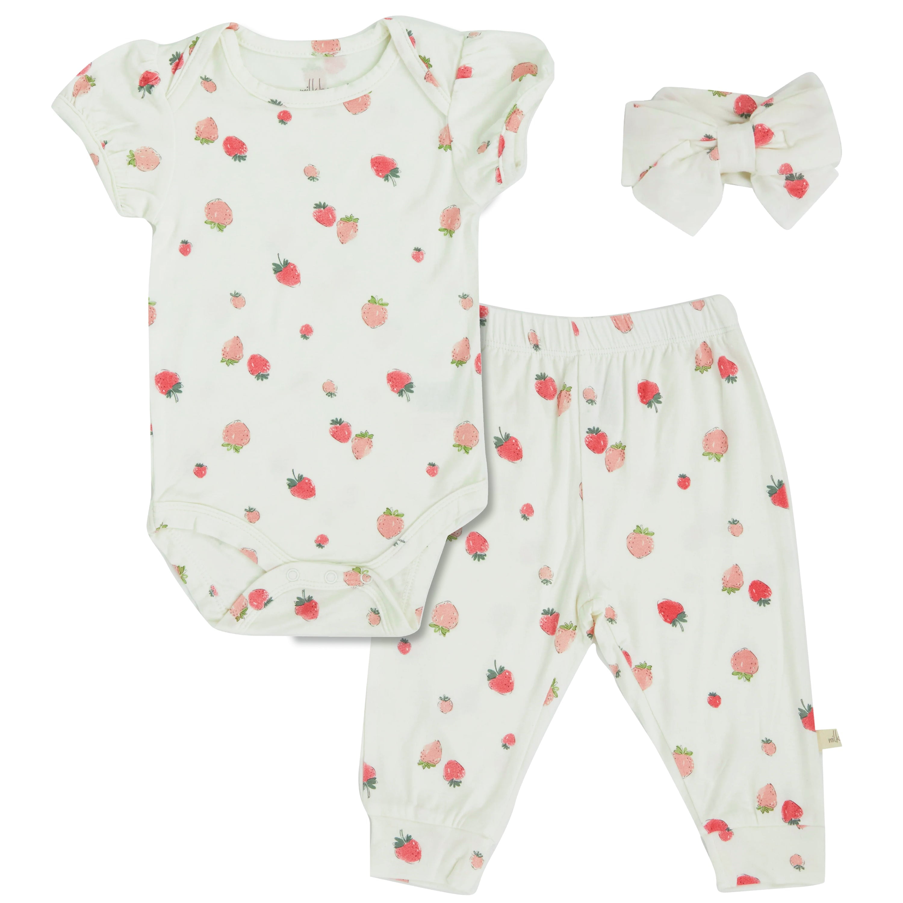 Milkberry Bamboo Baby Sleepwear Onesie Strawberry Pattern Infant ...