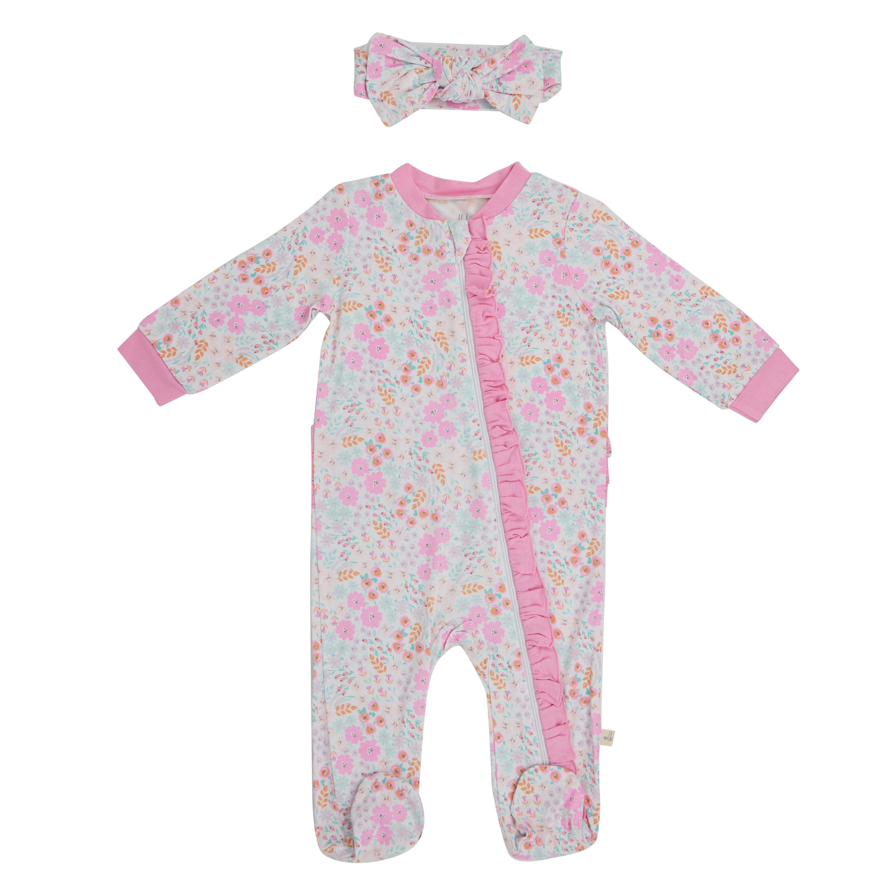 Milkberry Bamboo Pajamas Coverall for Baby Girls Footed Sleep Bodysuit ...