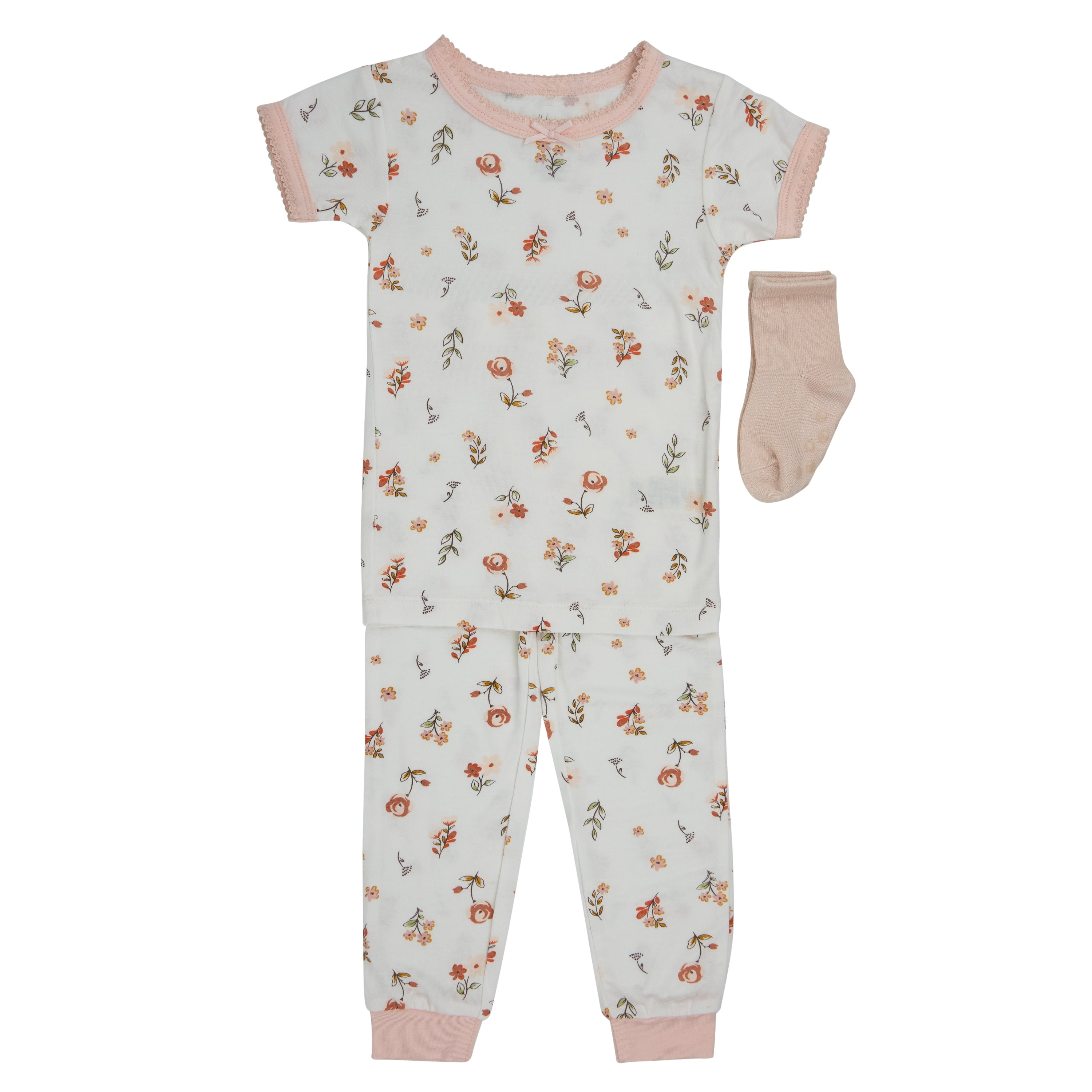Milkberry Soft Bamboo Pajamas Infant Pajama Set Girls in Pink Floral ...