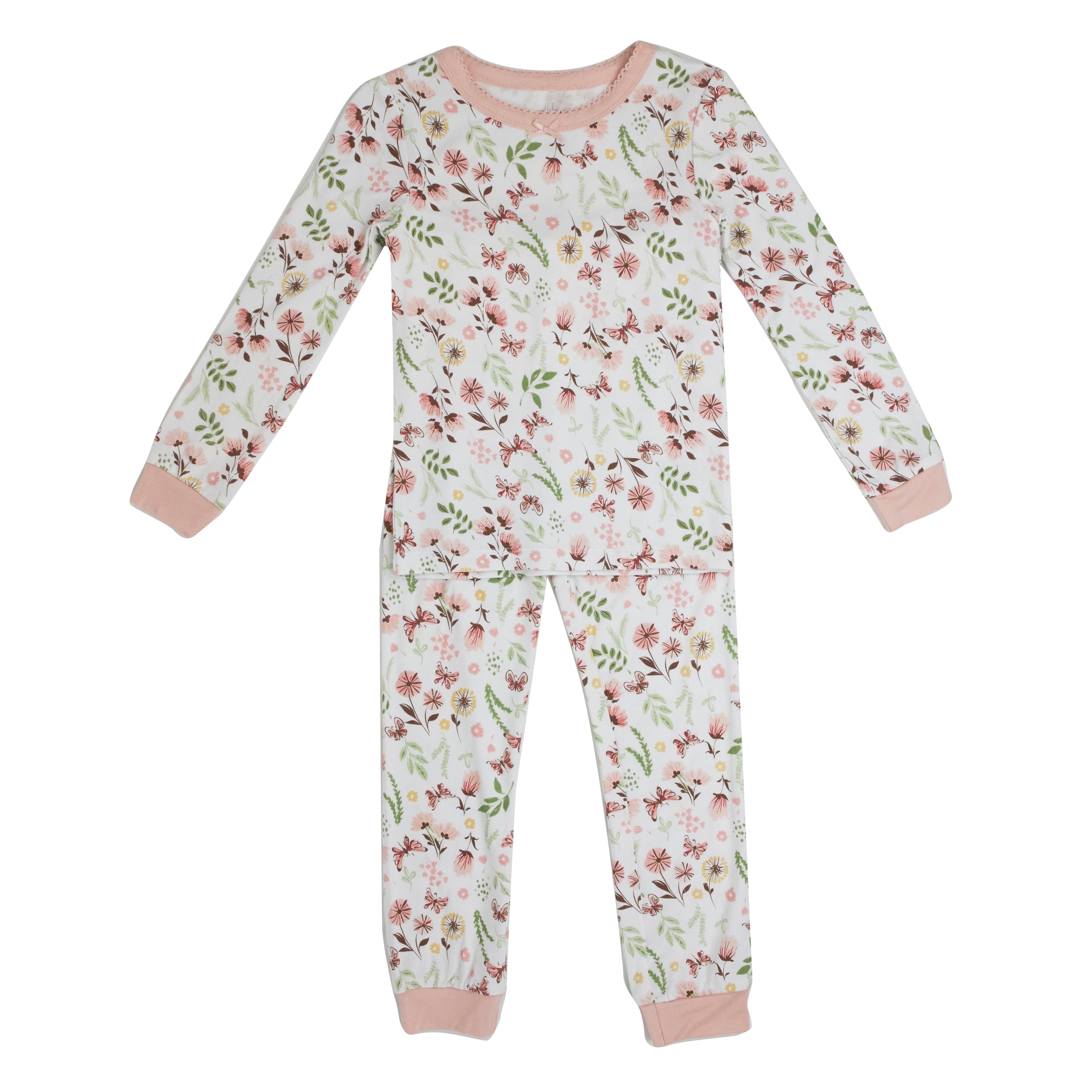 Milkberry Soft Bamboo Pajamas Toddler Pajama Set Girls in Pink Floral ...