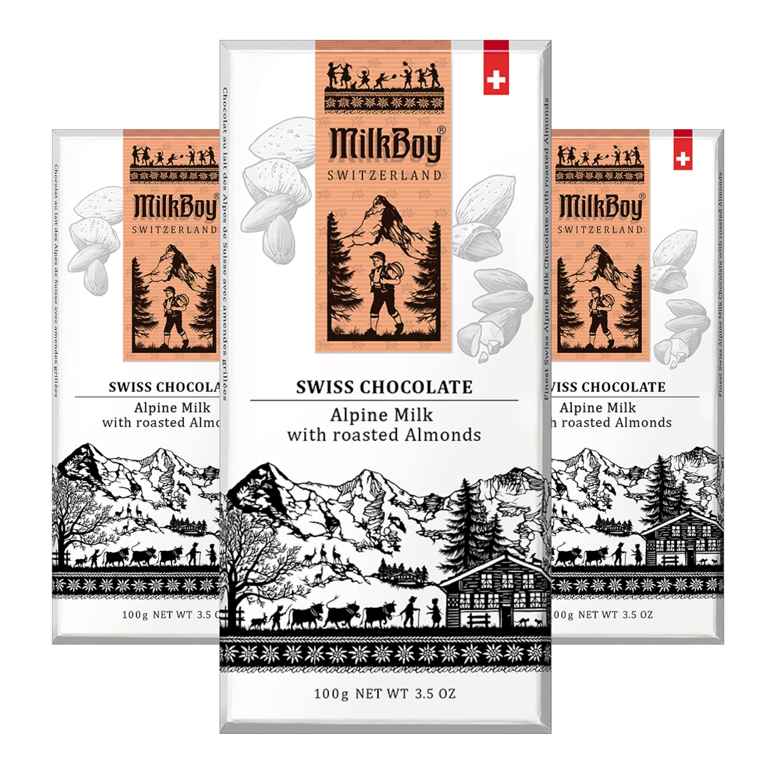 Milkboy Swiss Almond Chocolate Bars - Premium Swiss Alpine Milk ...