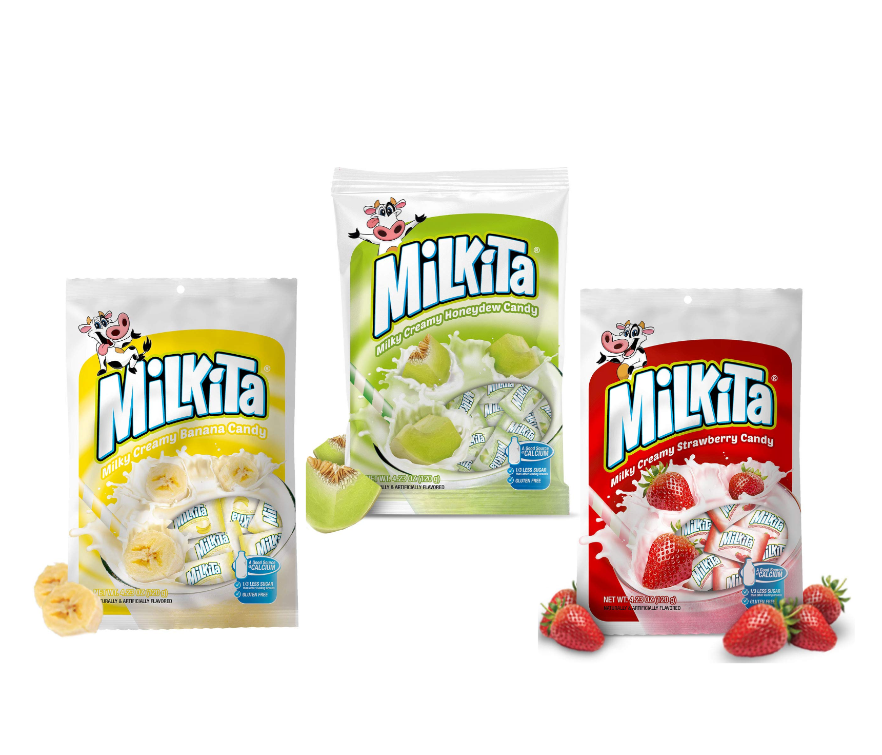 Milkita Honeydew Banana Strawberry Candy Shake Gluten Free Calcium and ...