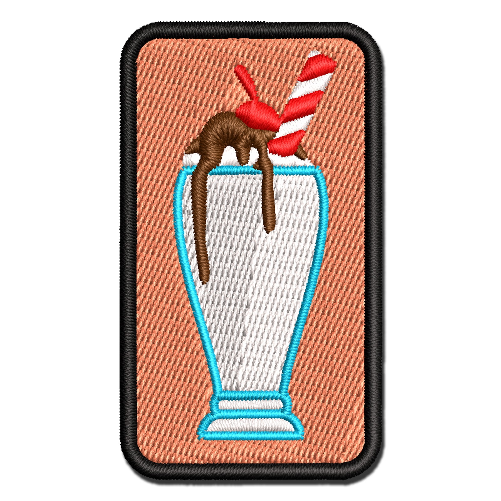 Milkshake Ice Cream Dessert Applique Multi-Color Embroidered Iron-On Patch - 3 Inch Medium ...