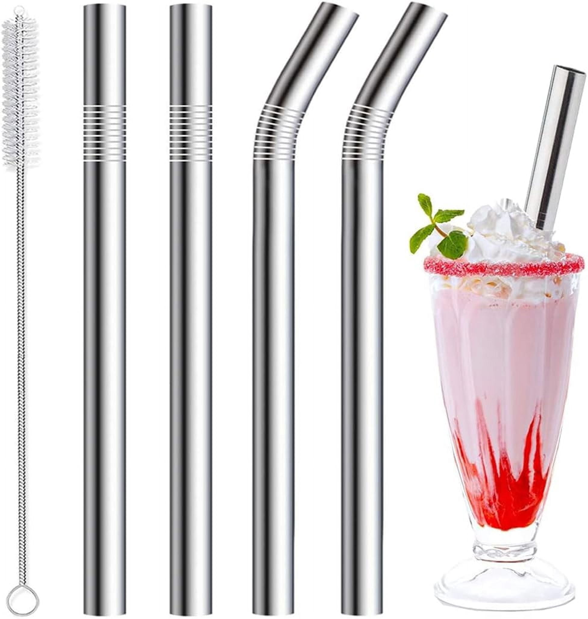 Milkshake Straws 10mm Wide Straws, 4 Pack Stainless Steel Straws 266mm ...