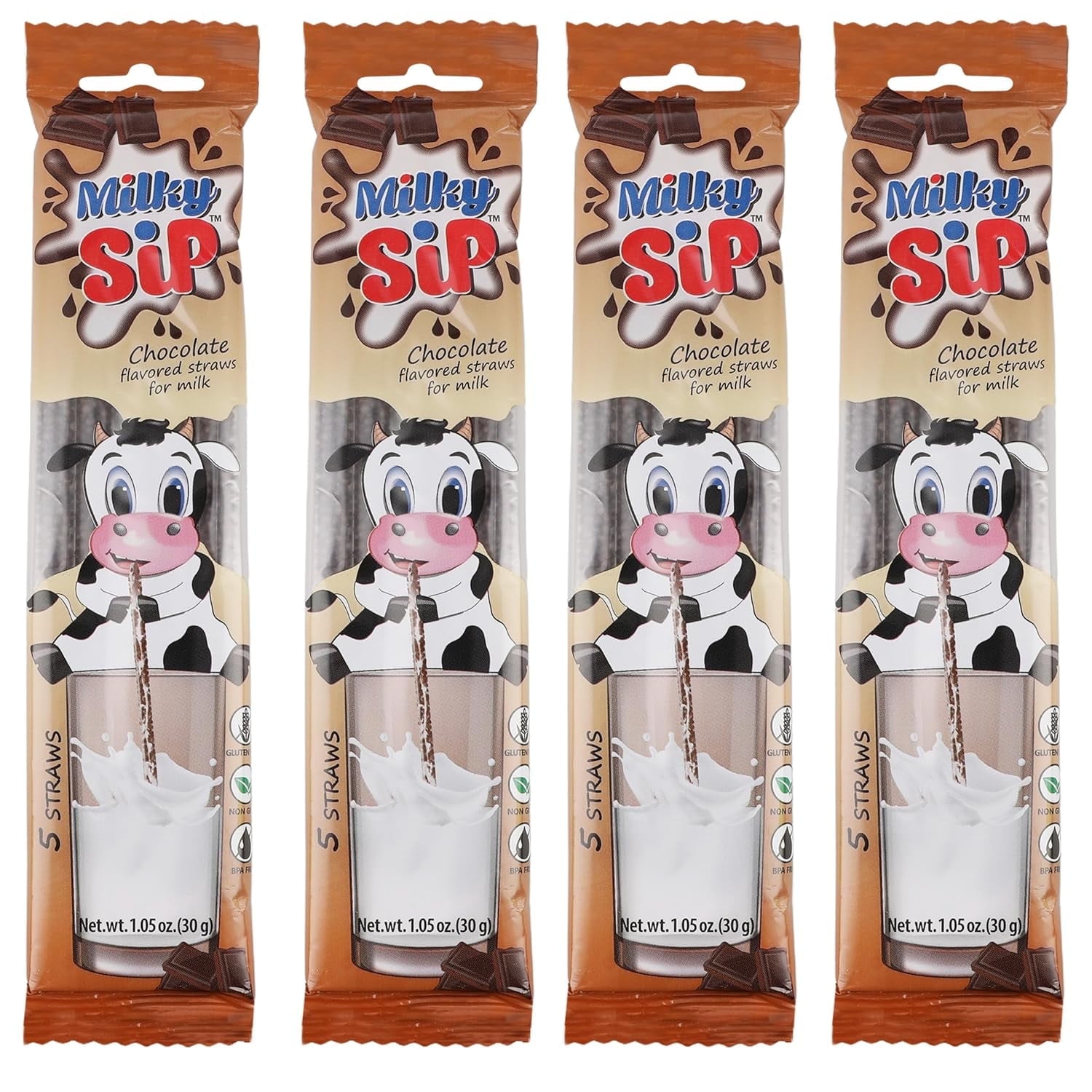 Milky Sip Magical Milk Straws - 4 Packs of 5 Pcs Each Chocolate ...