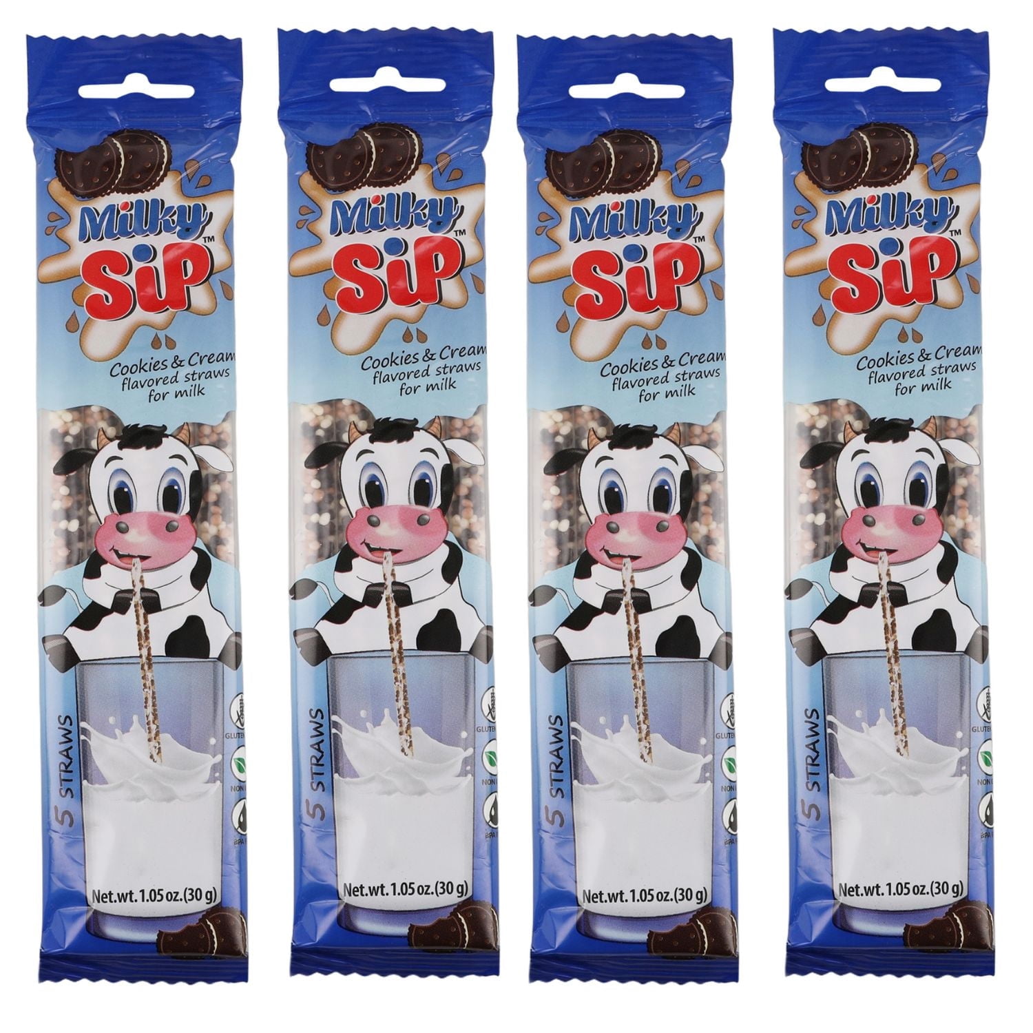 Milky Sip Magical Milk Straws - 4 Packs of 5 Pcs Each Cookies and Cream ...