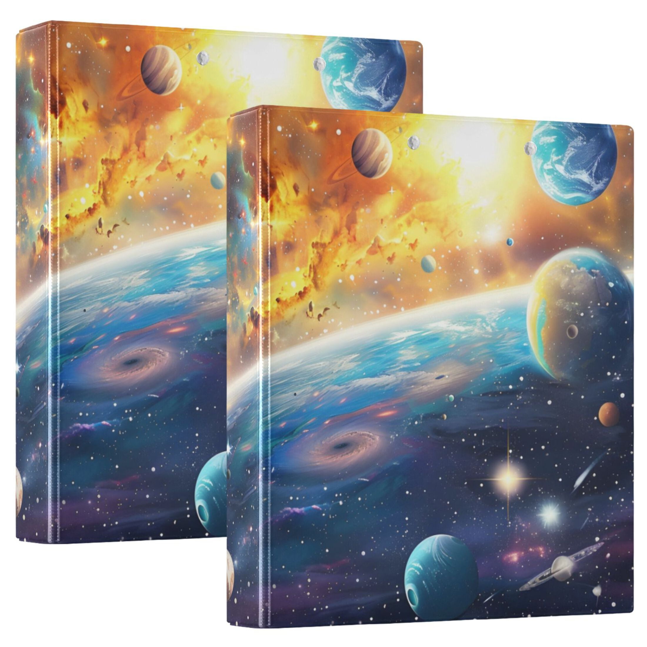 Milky Way 3 Ring Binders 1.5 inch Hardcover File Folders with Interior ...