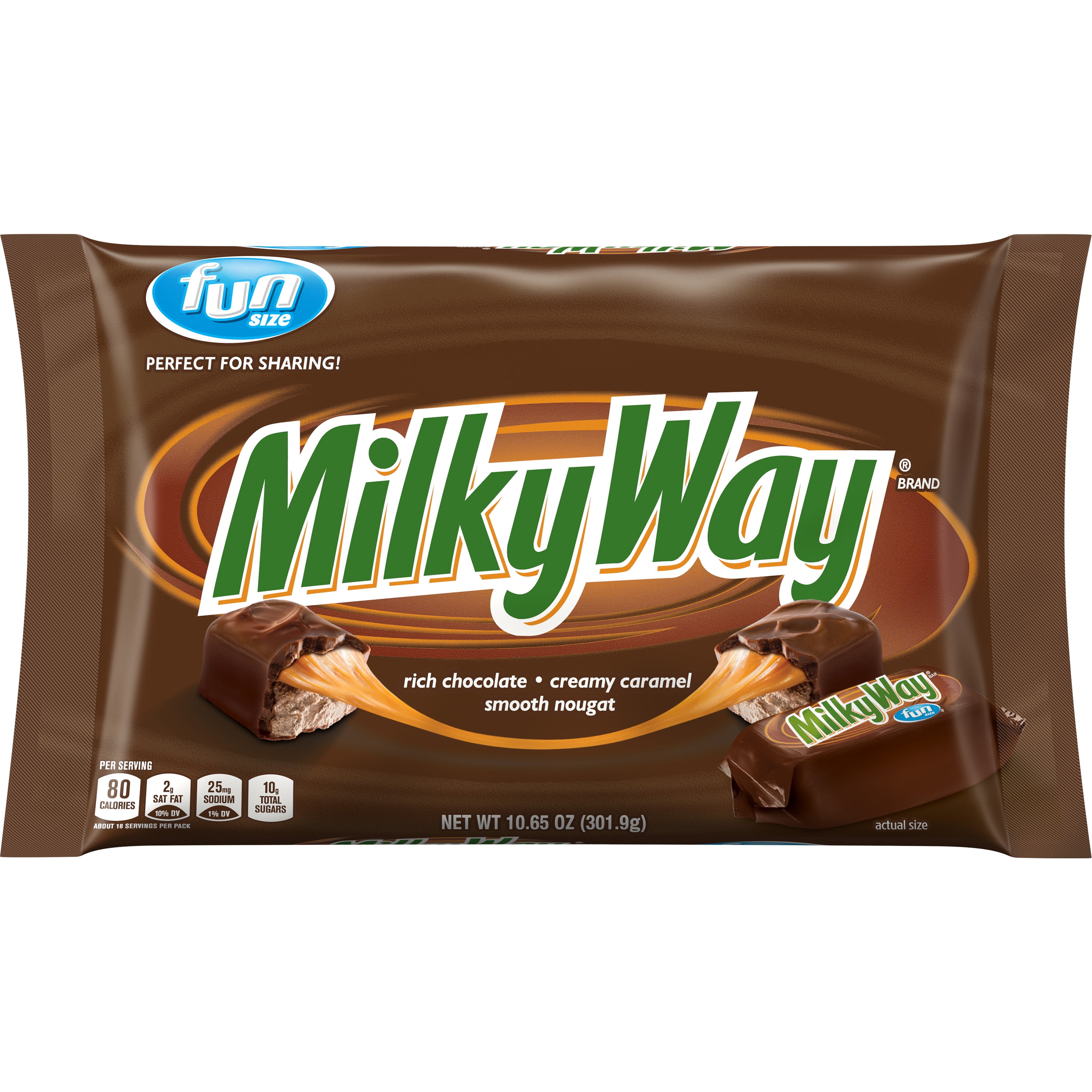Milky Way Mini Fun Size Halloween Caramel Milk Chocolate Candy Bars for ...