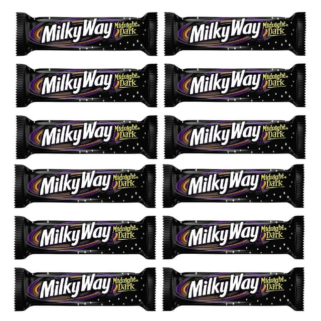 Milky Way Midnight Dark Chocolate Pack of 12 Candy Bar, 1.76 oz ...