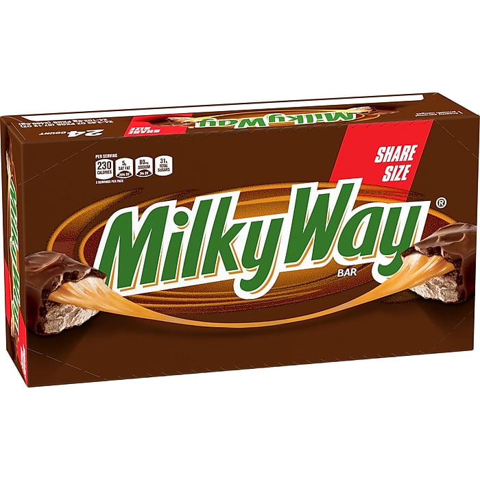 Milky Way Milk Chocolate Sharing Size Candy Bar, 3.63 oz Bar, 24/Box ...