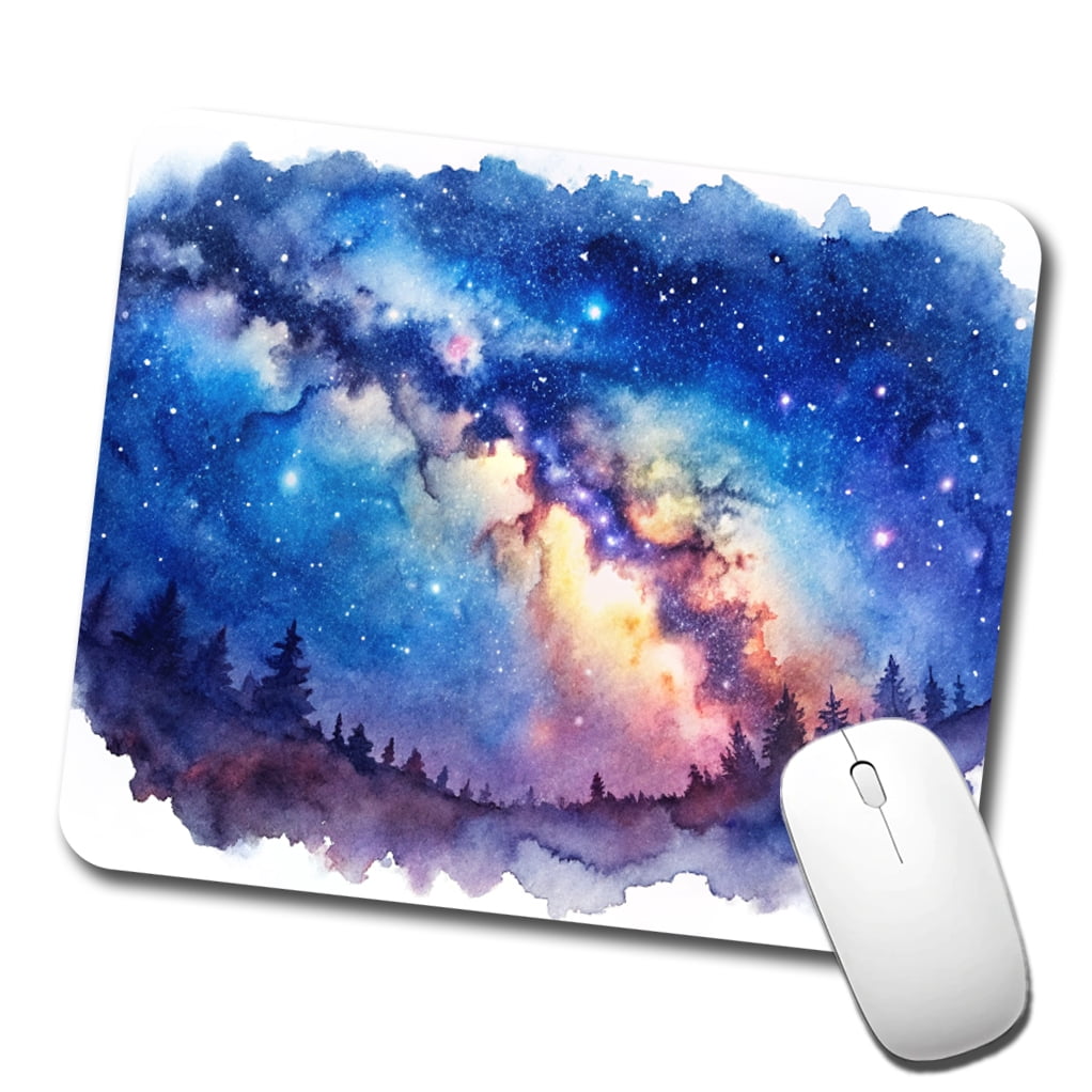 Milky Way Space Watercolor Design Stars Beautiful Mouse Pad Low Profile ...