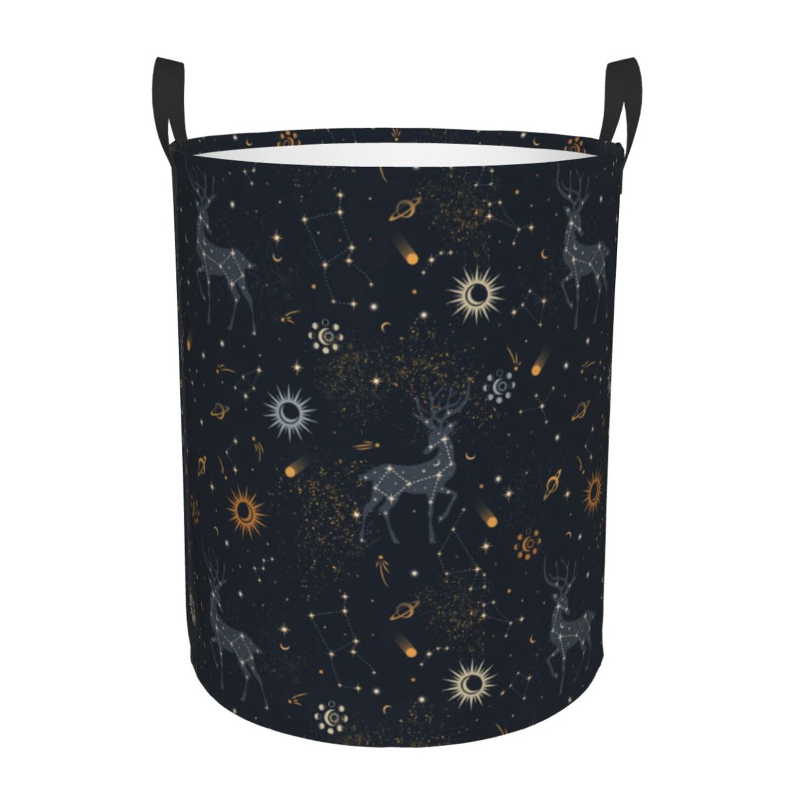 Milky Way Sun Constellation Deer Round Laundry Basket, Laundry Hamper ...