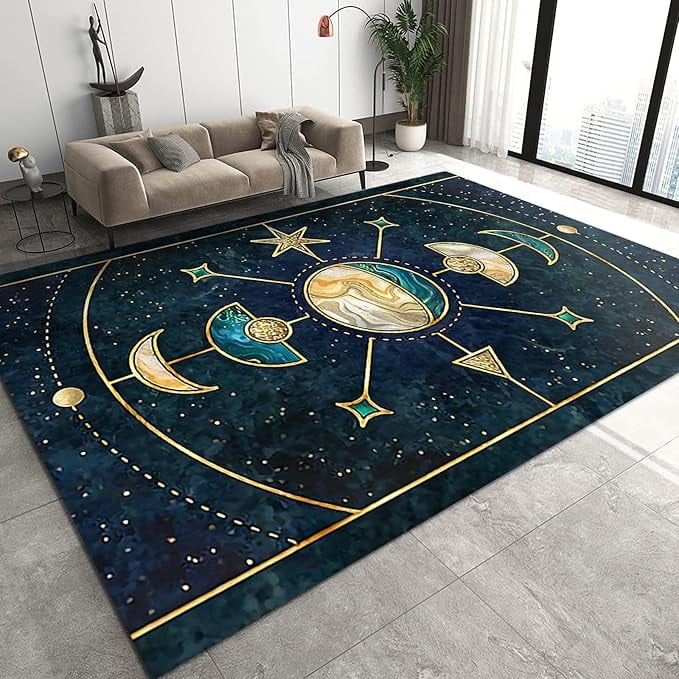 Milky Way Sun Moon Kids Rugs, Galaxy Bedroom Rug, Ultra Soft Washable ...