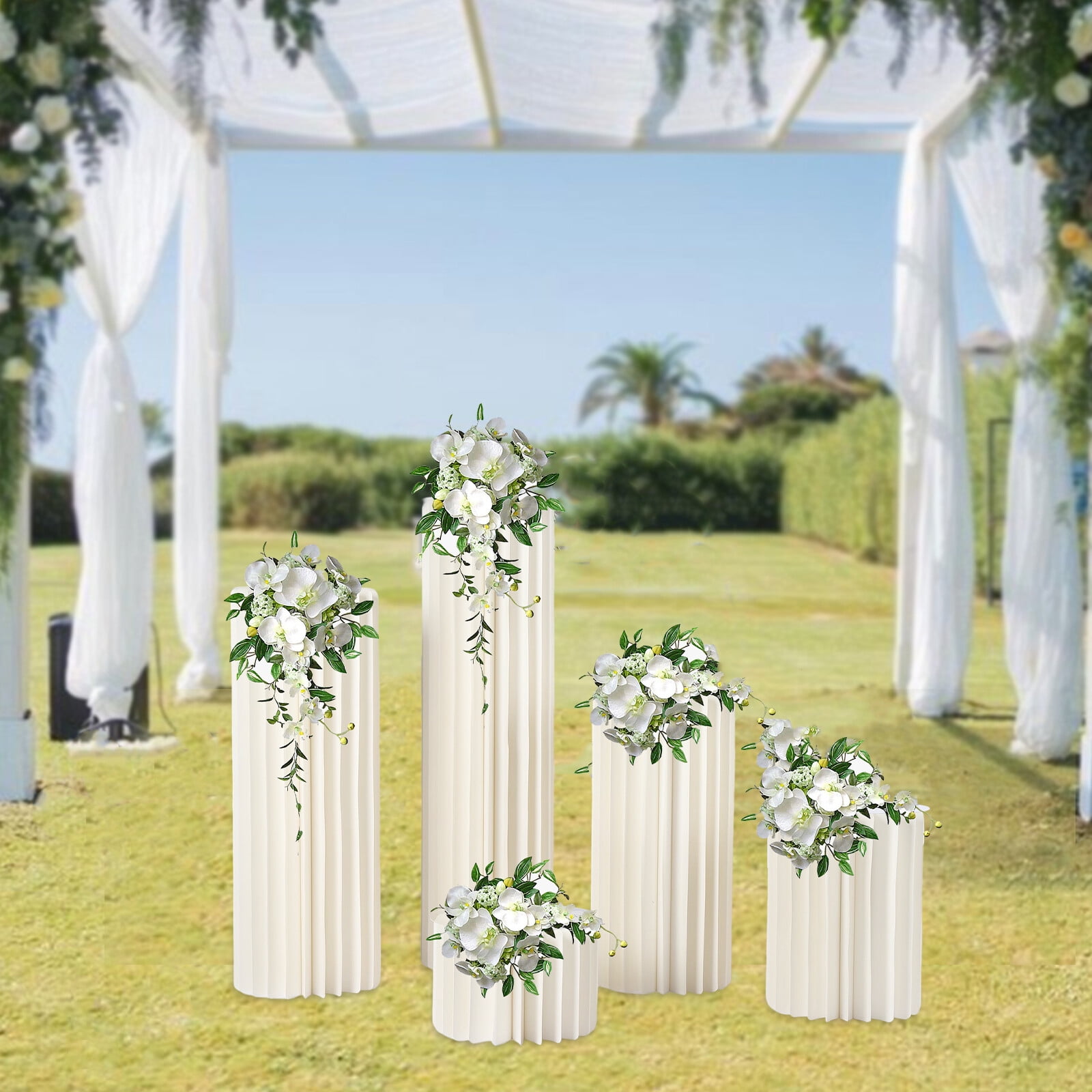 Milky White Flower Stands, Heavy-Duty Paper Construction with PVC ...