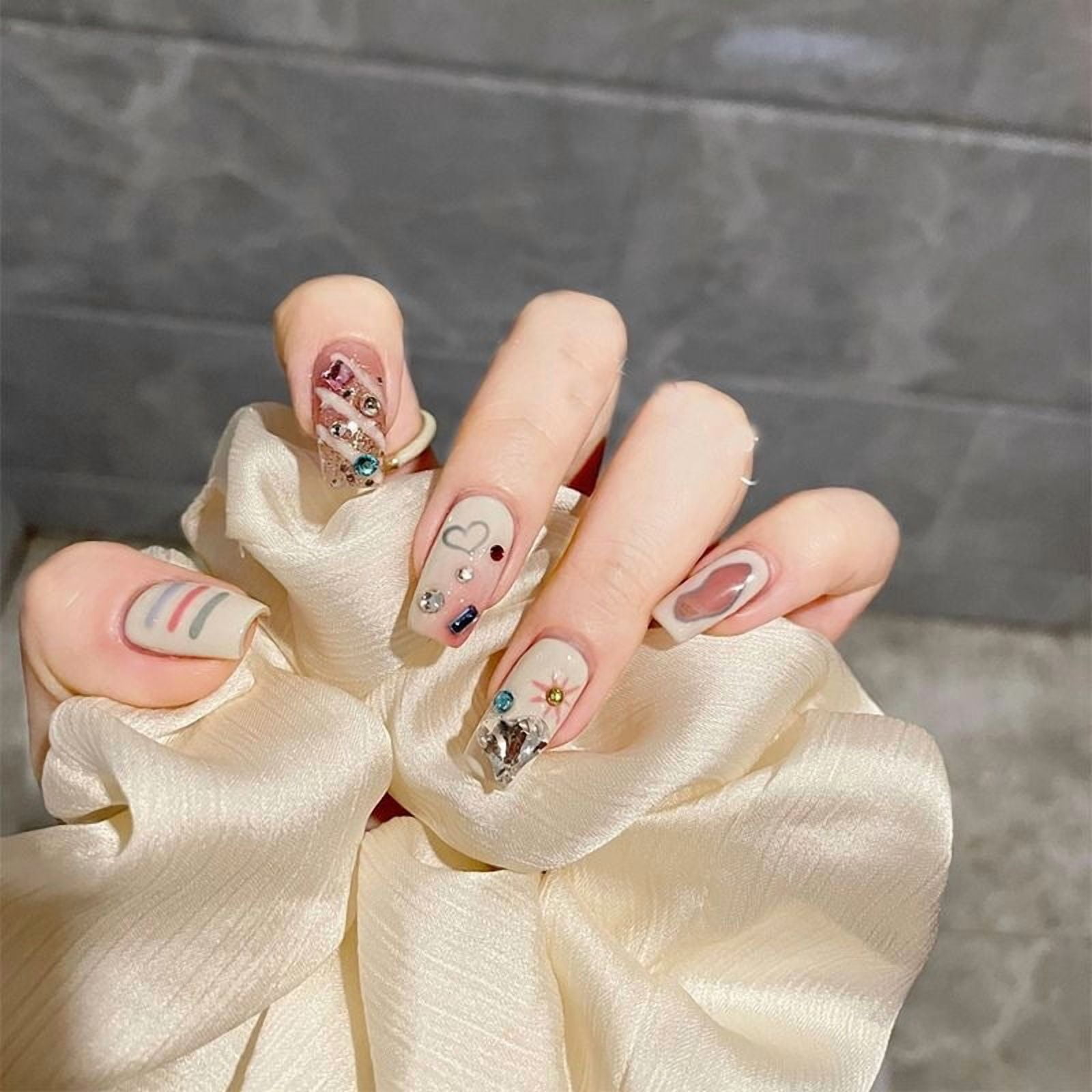 Milky White Y2g Graffiti Wear Nail Finished Product - Walmart.com