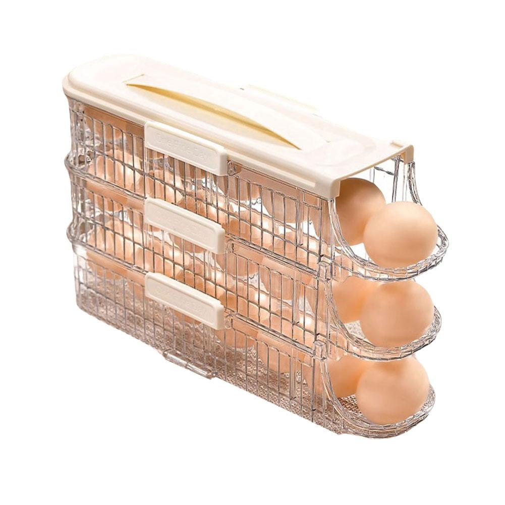 Milky white - single row 3-layer egg storage box household refrigerator ...