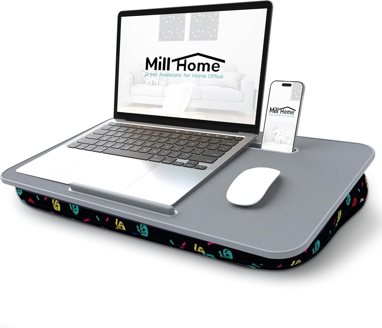 MillHome Black Skull Lap Desk with Cushion, Fits Up to 17 Inch Laptop ...