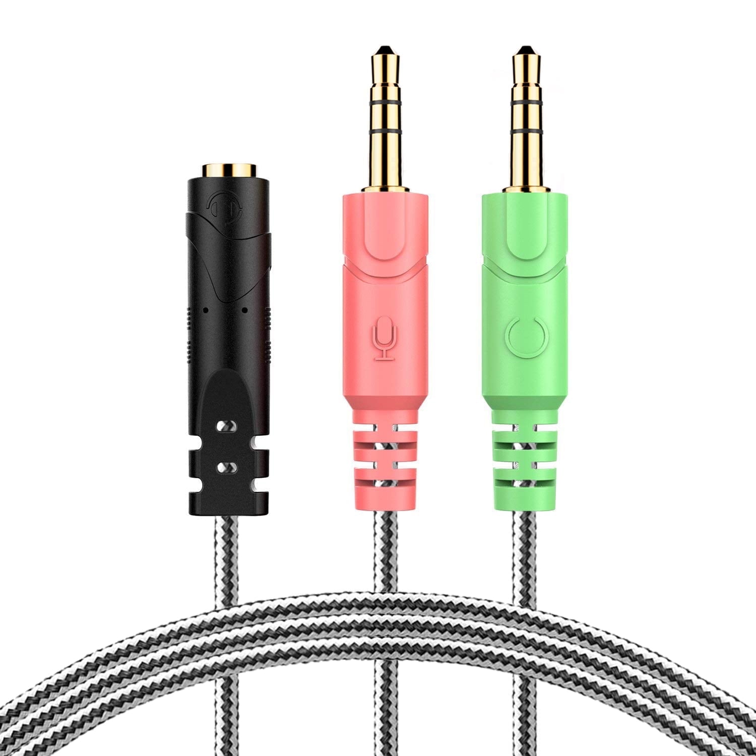 MillSO Headset Adapter TRRS 3.5mm Female to Two TRS 3.5mm Male Audio ...