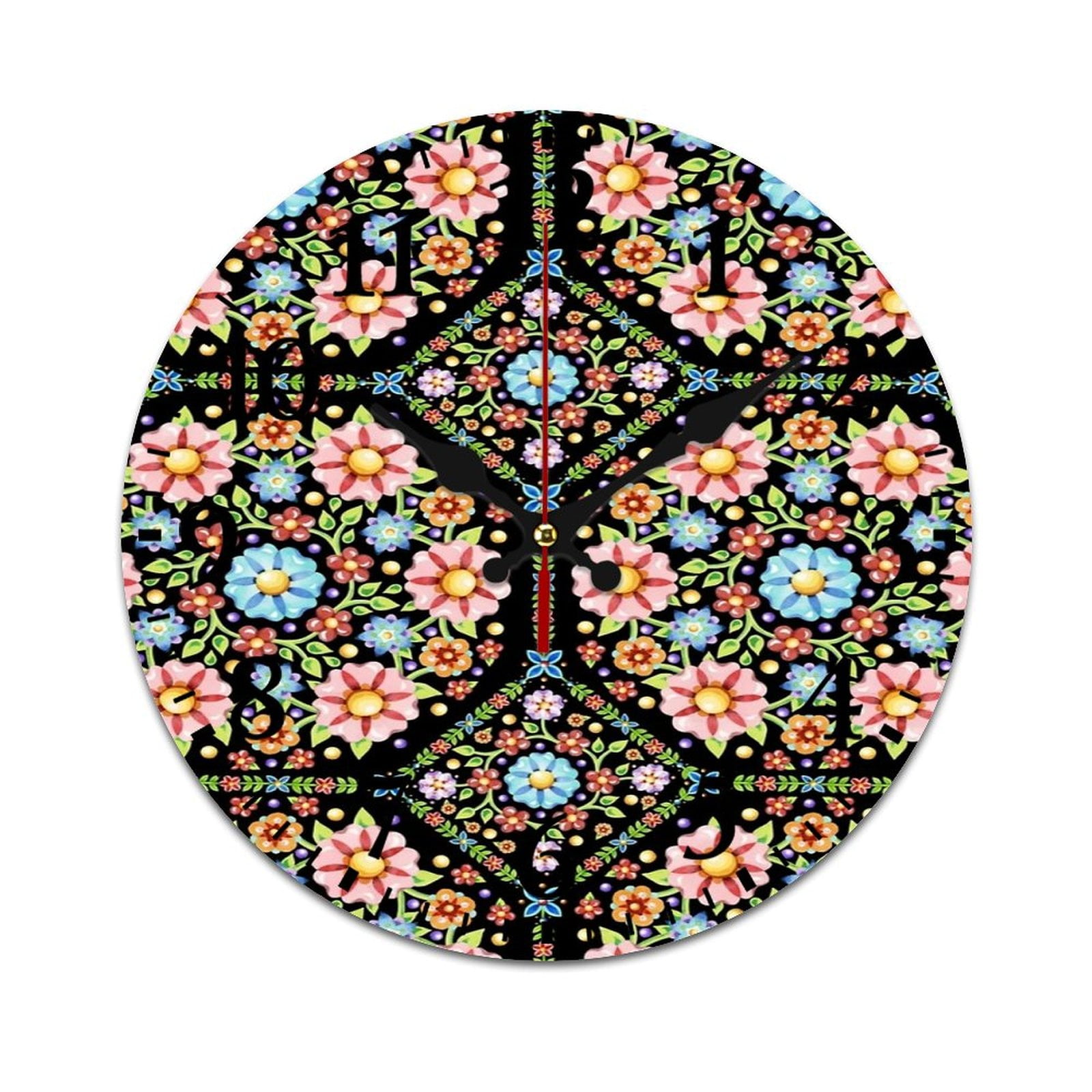 Millefiori Floral Flower Crown Wall Clock Modern Design Clocks Wall ...