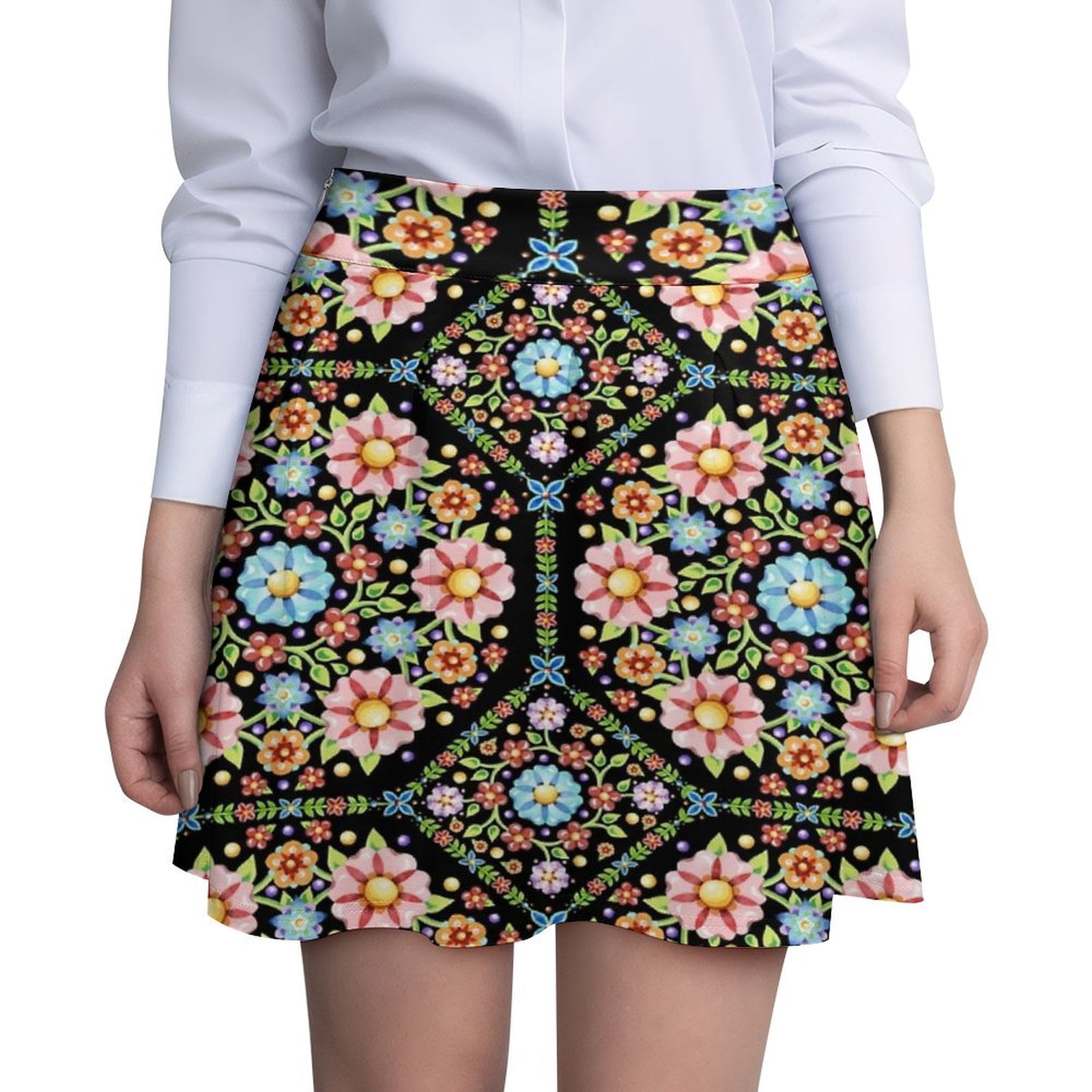 Millefiori Floral Flower Crown Women's Casual Mini Skirt Invisible ...