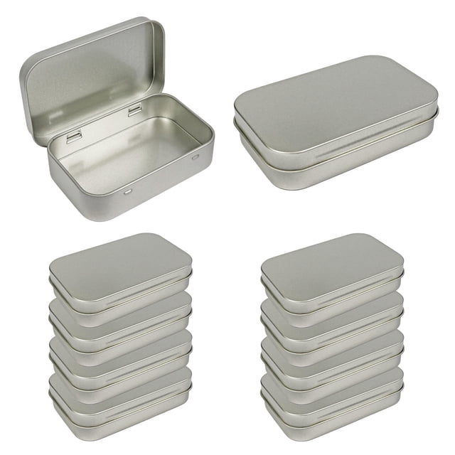 Millennial Essentials Metal Rectangular 10 L Hinged Tins, Silver, 10 ...