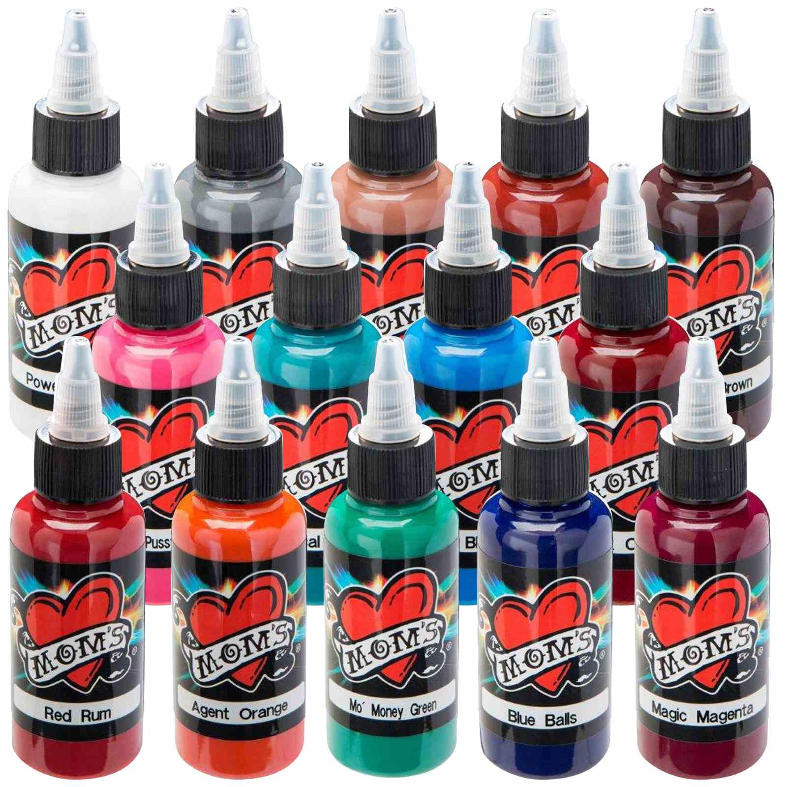 Millennium Mom's Tattoo Ink - 14 Primary Multicolor Set #2 - 1/2 oz ...