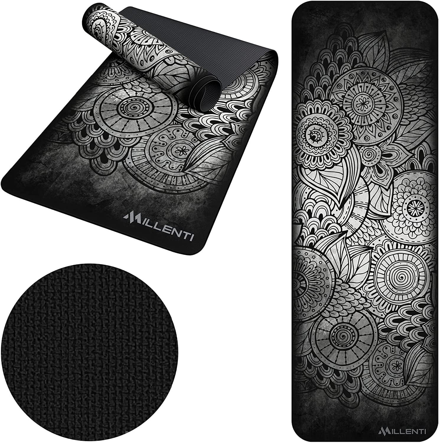 Millenti Yoga Mat Gym Mats - 6mm Thick Suede Texture Material, Premium ...