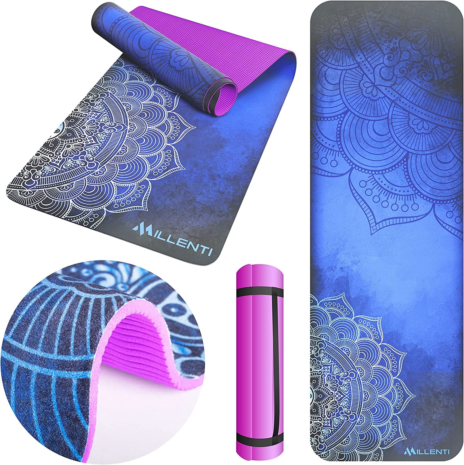 Millenti Yoga Mat - 6mm Thick, Non-Slip, Suede Texture, Dense ...