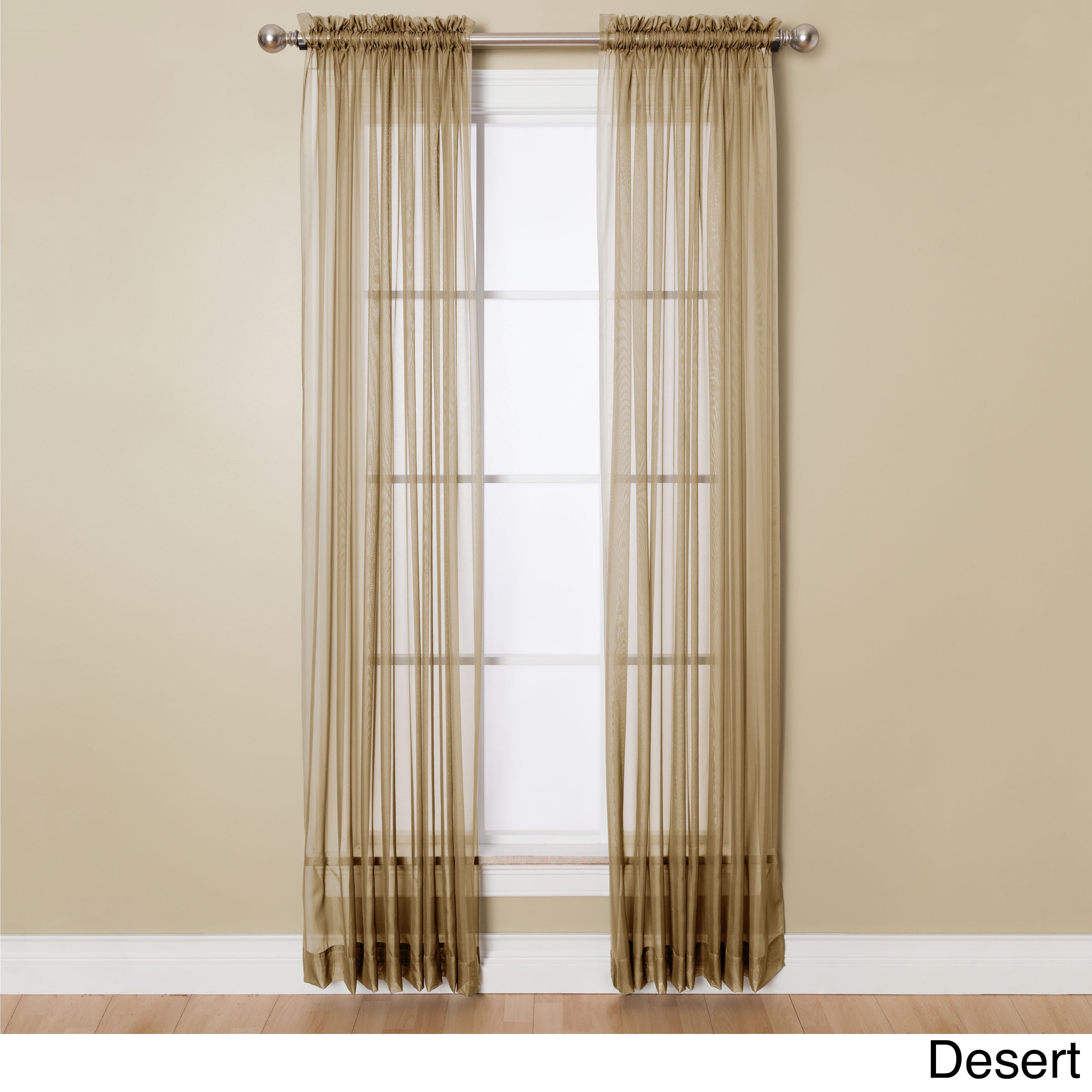 Miller Curtains Angelica Sheer 95-inch Rod Pocket Curtain Panel Desert ...