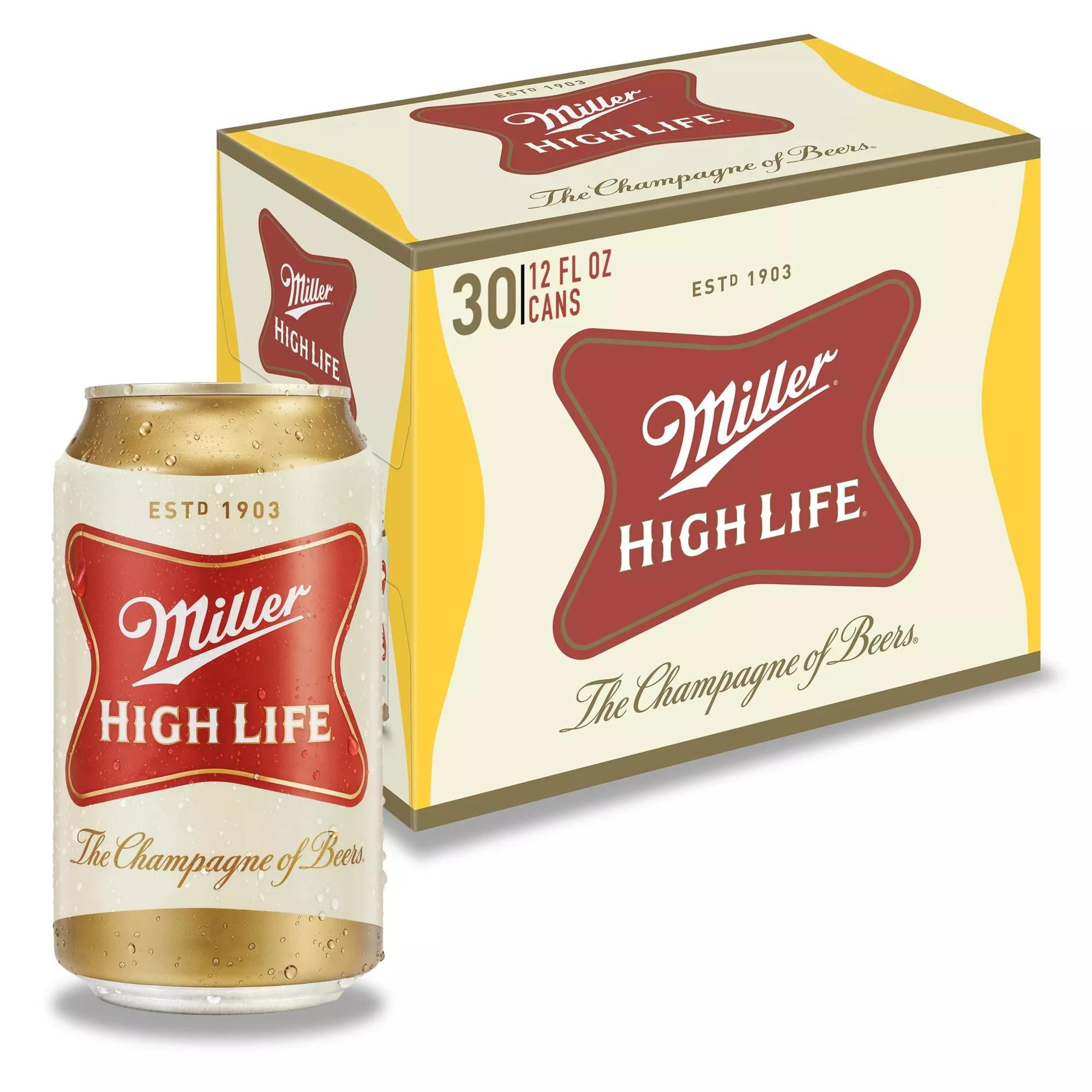 Miller High Life Beer, 30 Pack, 12 fl oz Aluminum Cans, 4.6% ABV, Domestic Lager - Walmart ...