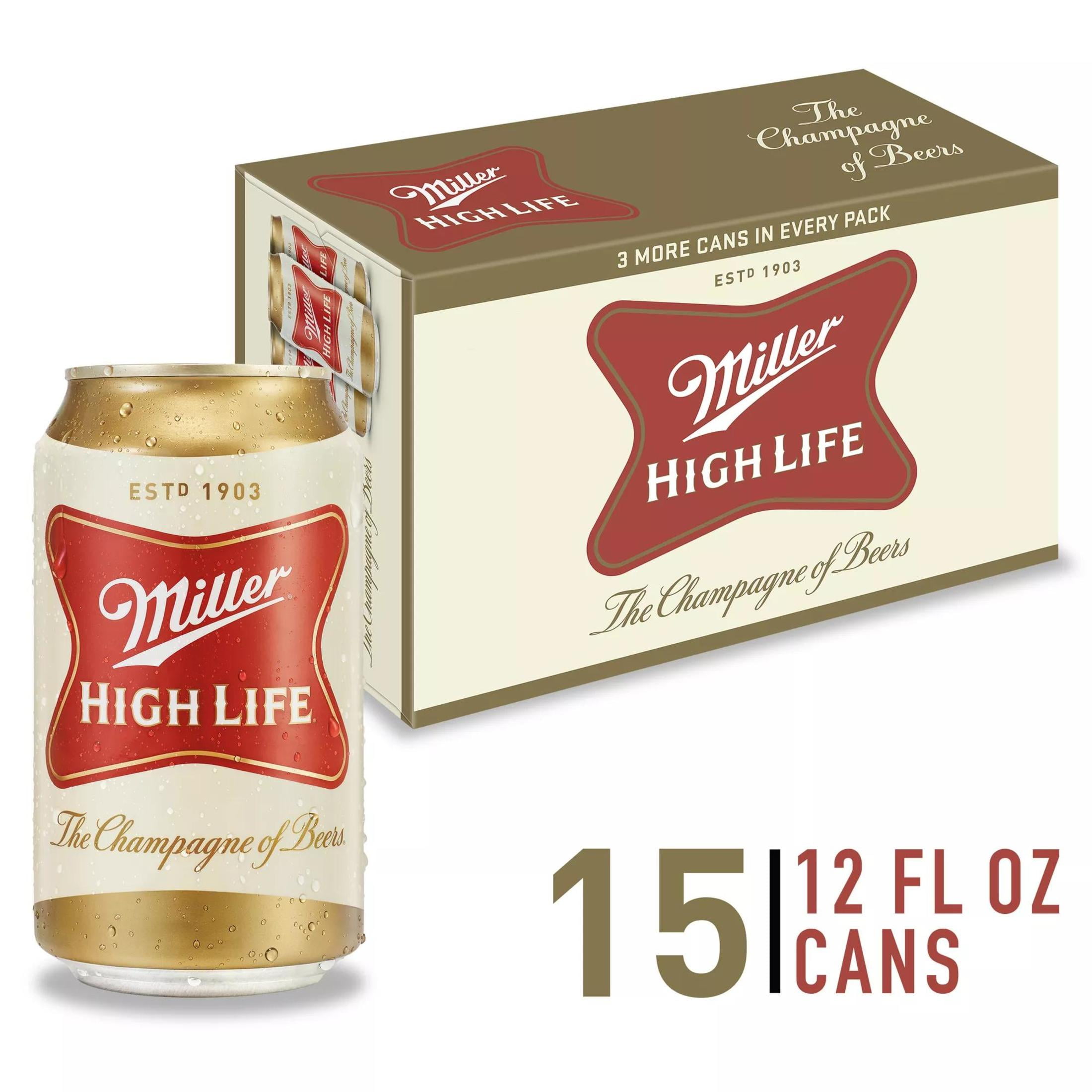 Miller High Life Beer, 4 Pack, 16 fl oz Aluminum Cans, 4.6% ABV ...