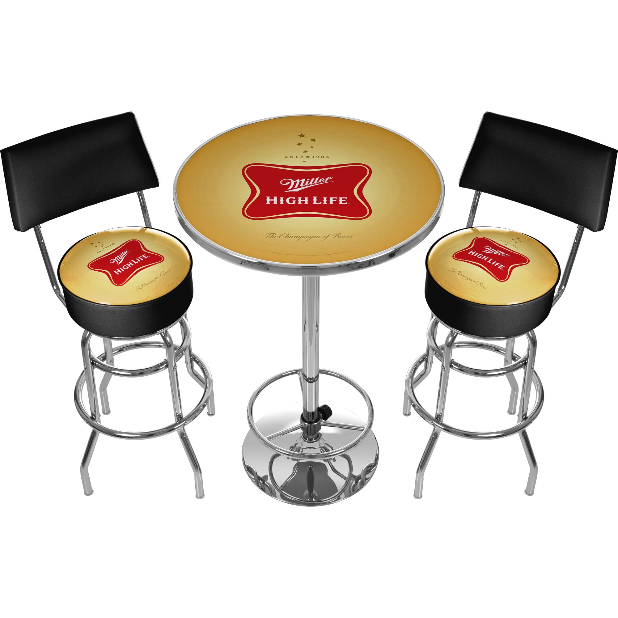 Miller High Life Gameroom Combo - Table and 2 Bar Stool Set for ...