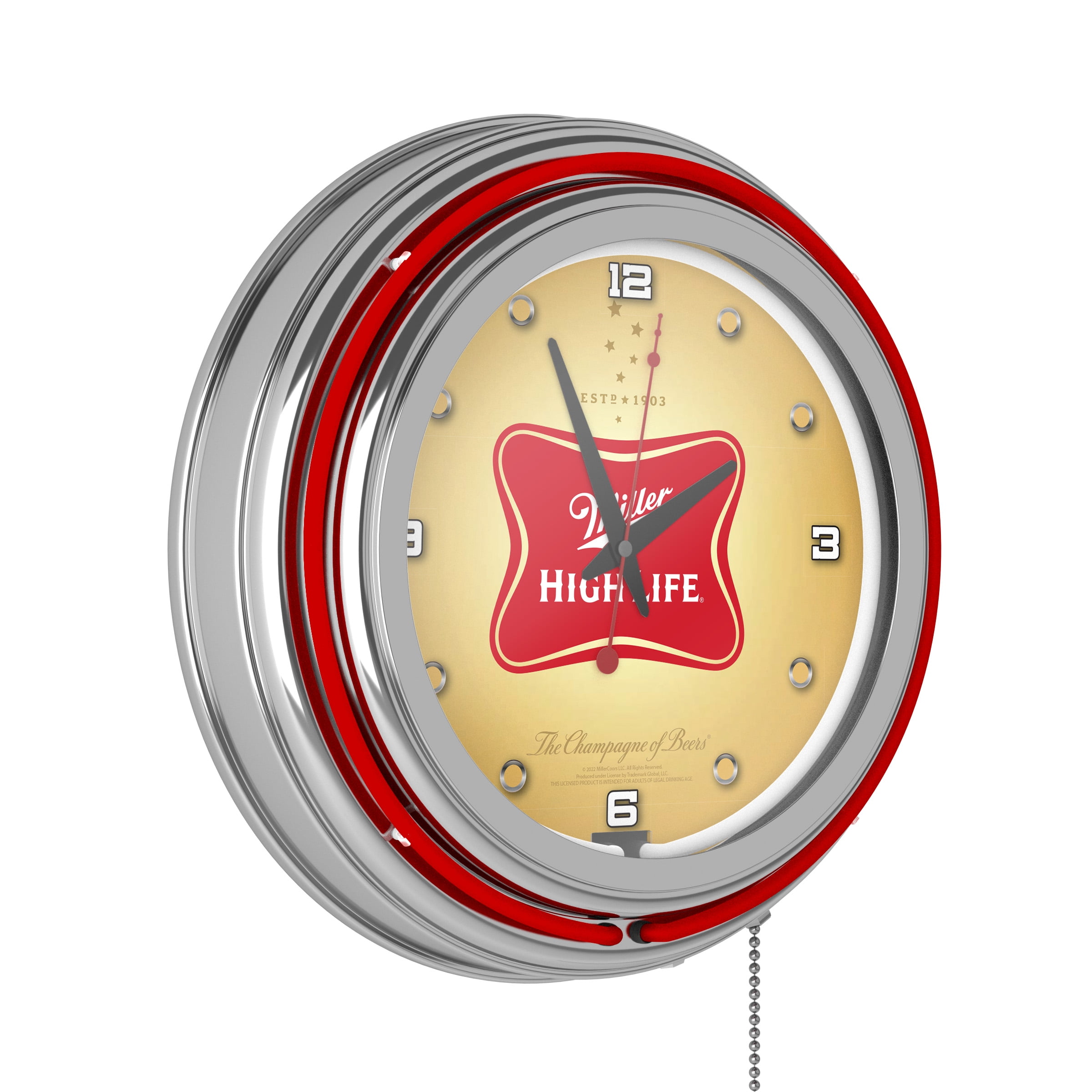 Miller High Life Logo Retro Neon Analog Wall Clock with Pull Chain ...