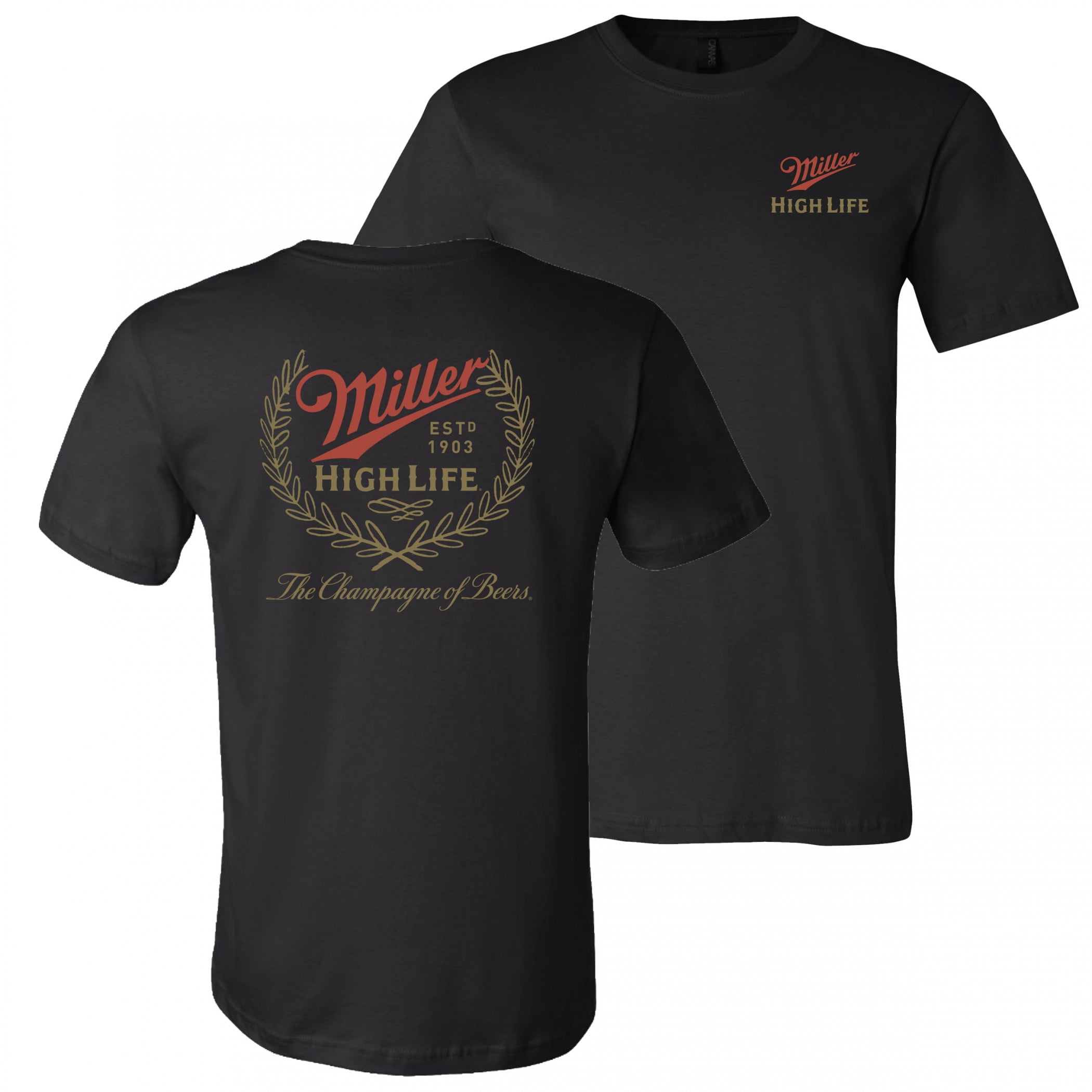 Miller High Life Logo T-Shirt, Rear Full Est.1903 Print, Apparel Tee ...