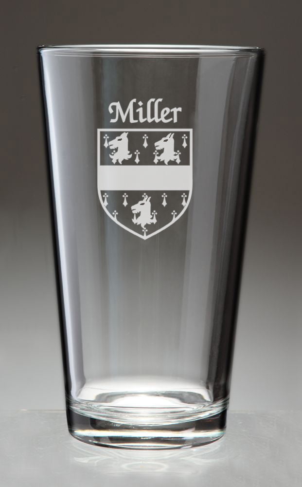 Miller Irish Coat of Arms Pint Glasses - Set of 4 (Sand Etched ...