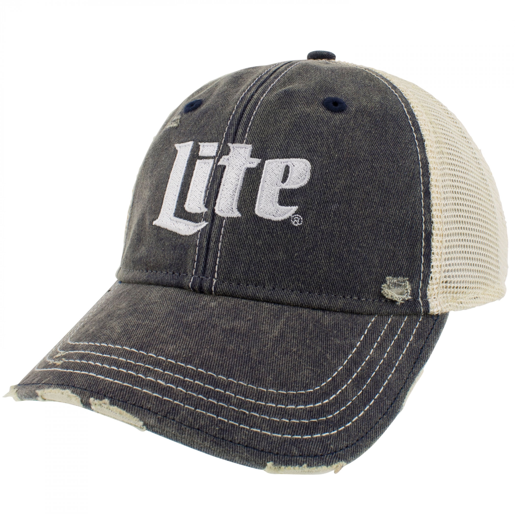 Miller Lite Logo Patch Distressed Adjustable Hat - Walmart.com