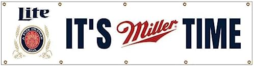 Miller Lite Banner 2x8ft Beer Flag for Garage Indoor Outdoor Room Man ...
