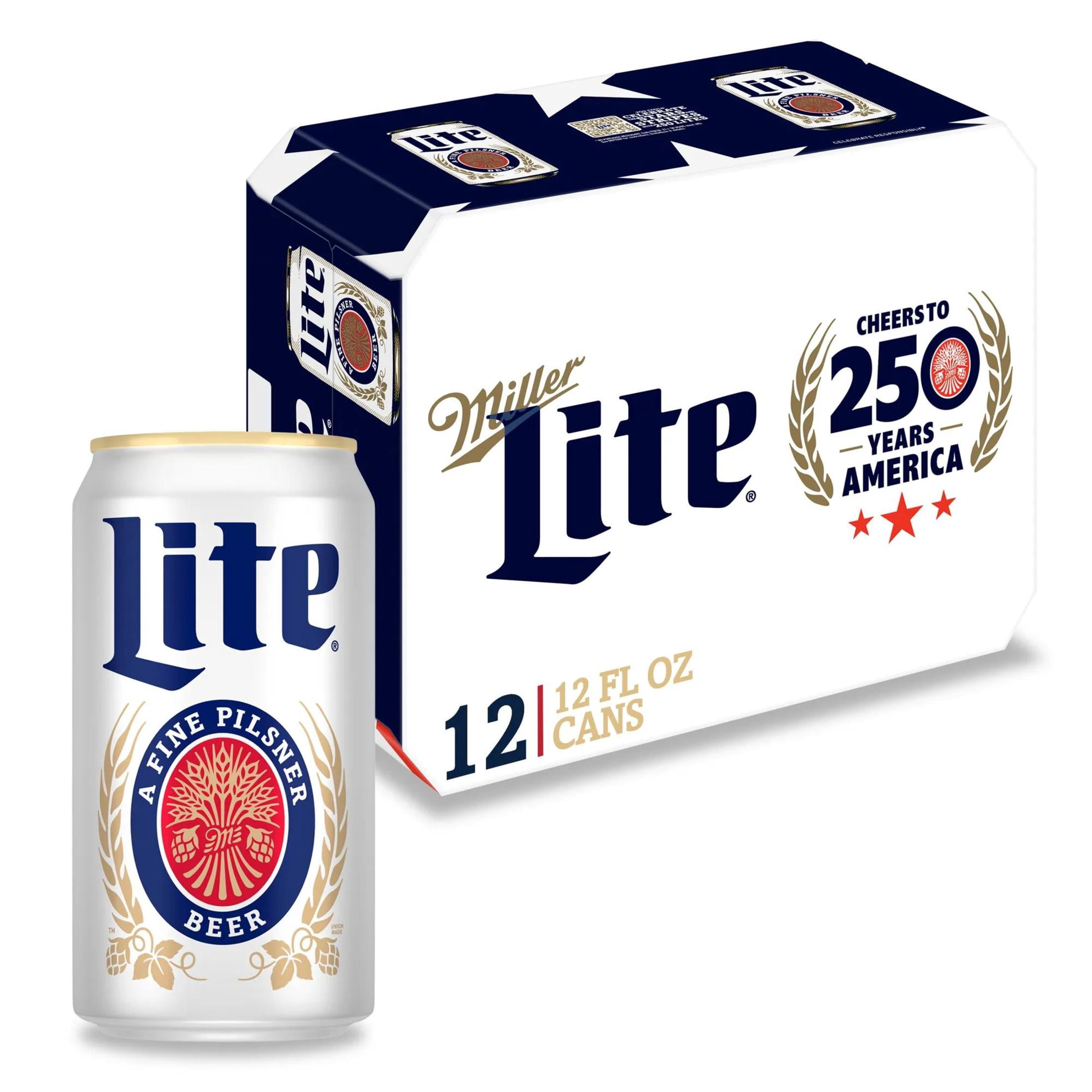 Miller Lite, Beer, 12 Pack, 12 fl oz Aluminum Cans - Walmart.com