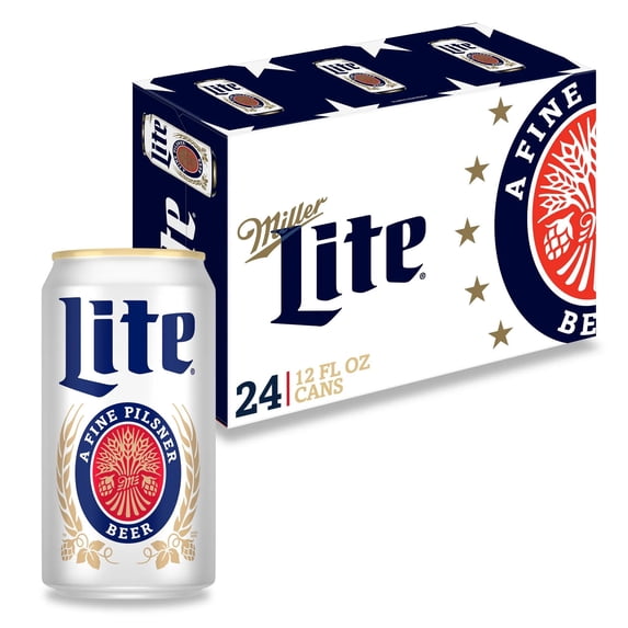 Miller Lite American Light Lager Beer, 24 Pack, 12 fl oz Aluminum Cans ...