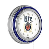 Miller Lite Officially Licensed Neon Wall Clock - Retro Design, Chrome ...