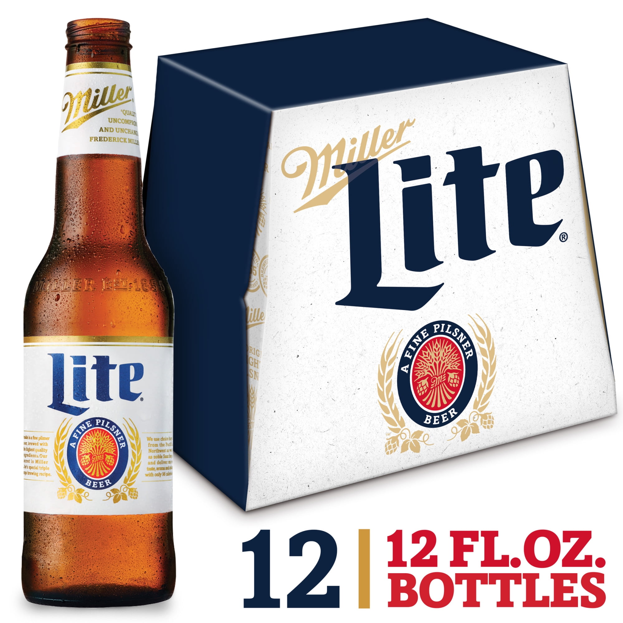 Miller Lite Lager Beer, 12 Pack, 12 fl oz Bottles, 4.2% ABV - Walmart.com