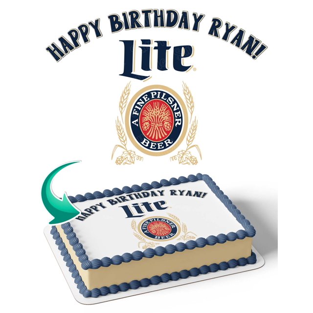 Miller Lite ML Edible Image Cake Topper Personalized Birthday Sheet ...