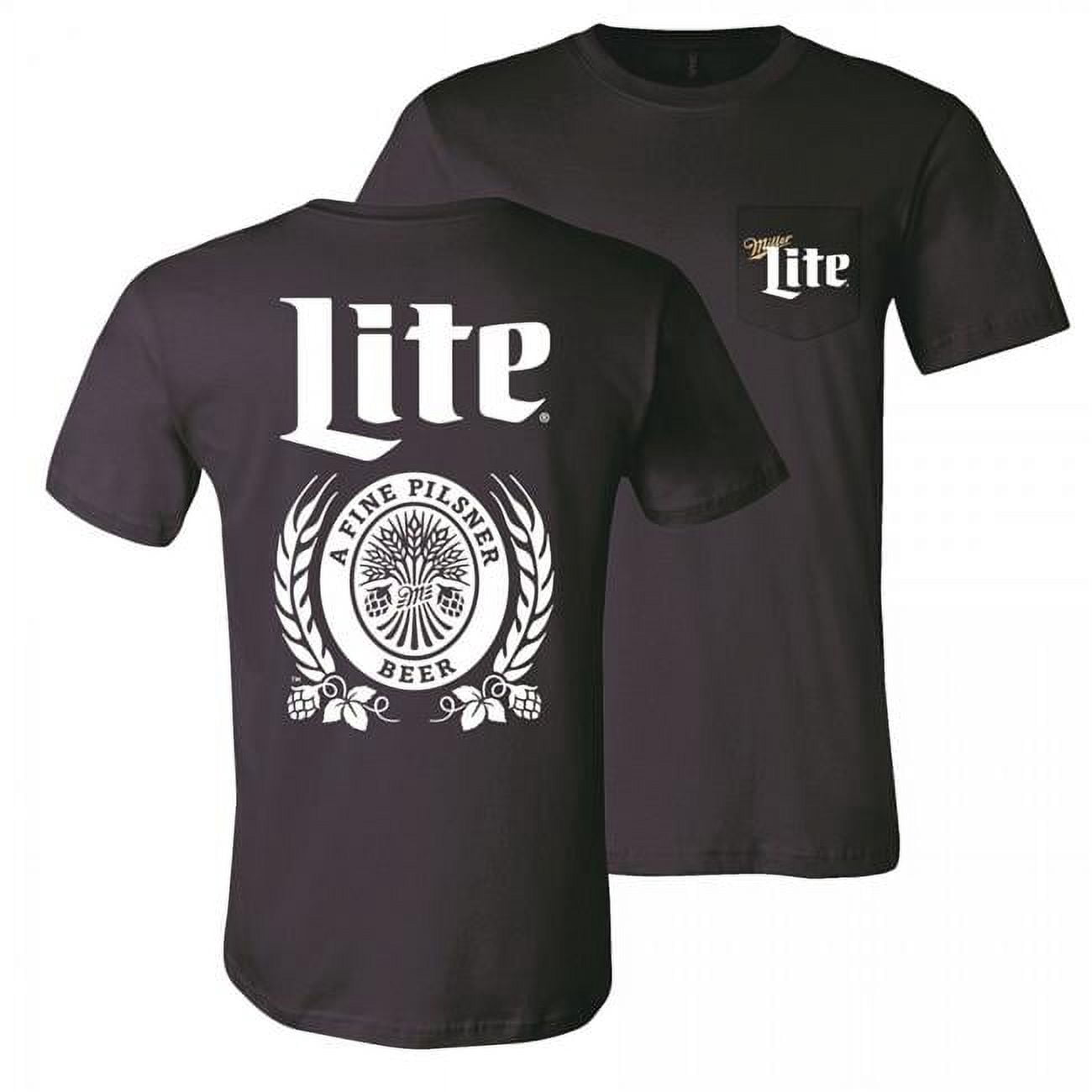 Miller Lite Miller Lite Beer Front & Back Logo Print Pocket T-Shirt ...