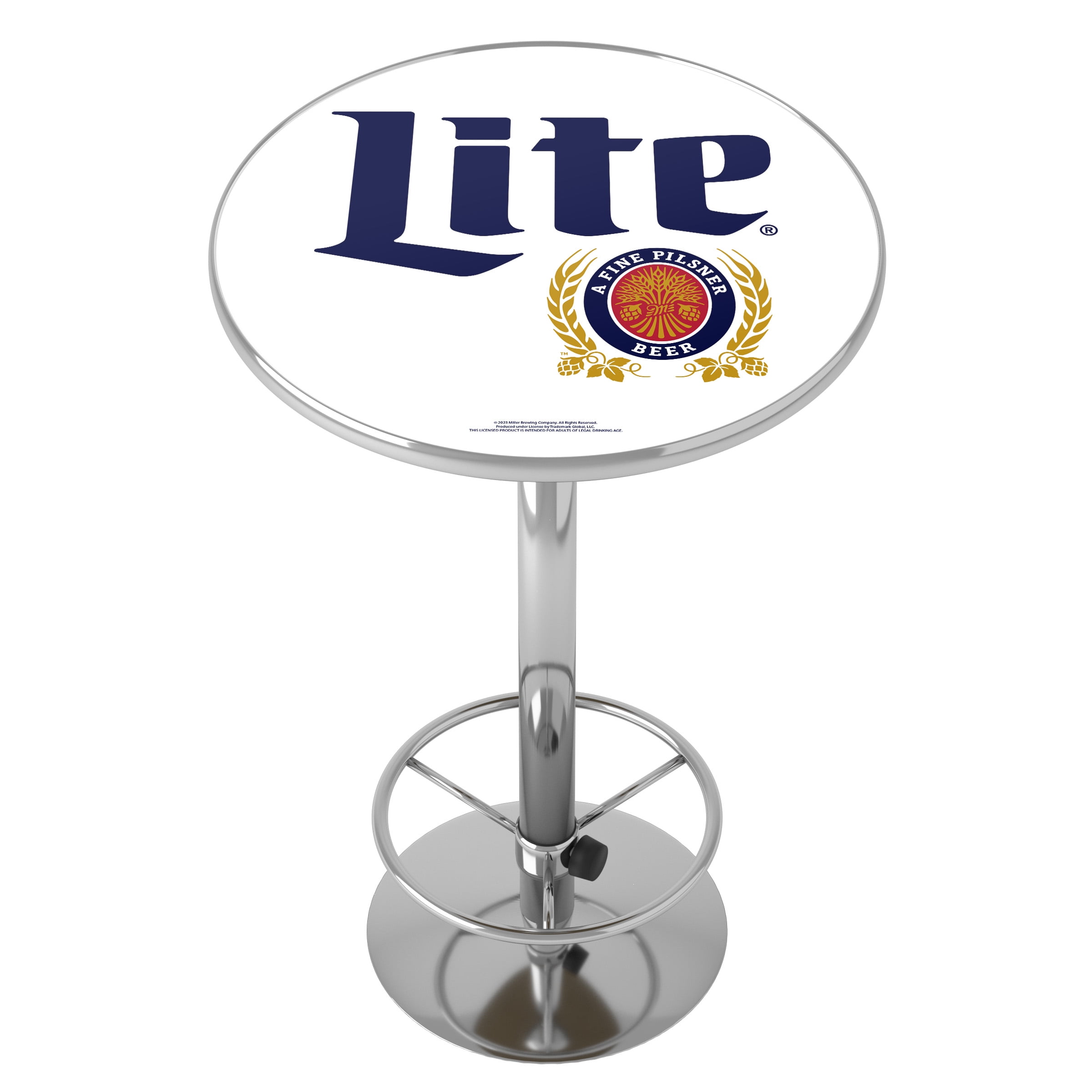 Miller Lite Retro Bar Table with Adjustable Footrest and Acrylic Top ...